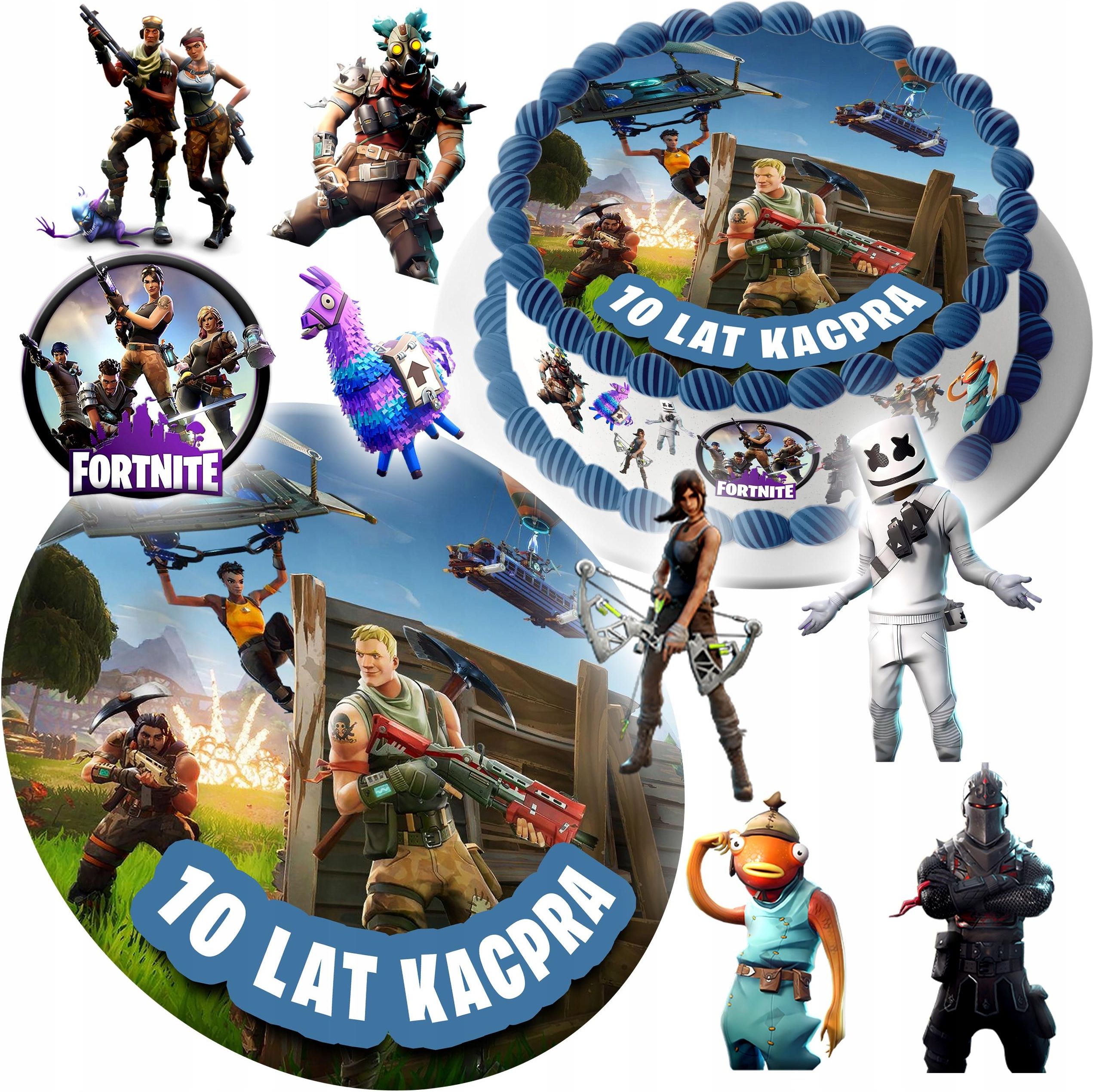 Zestaw Opłatek Na Tort Fortnite Gra Gaming 8Szt. Postaci Tekst - Ceny i ...