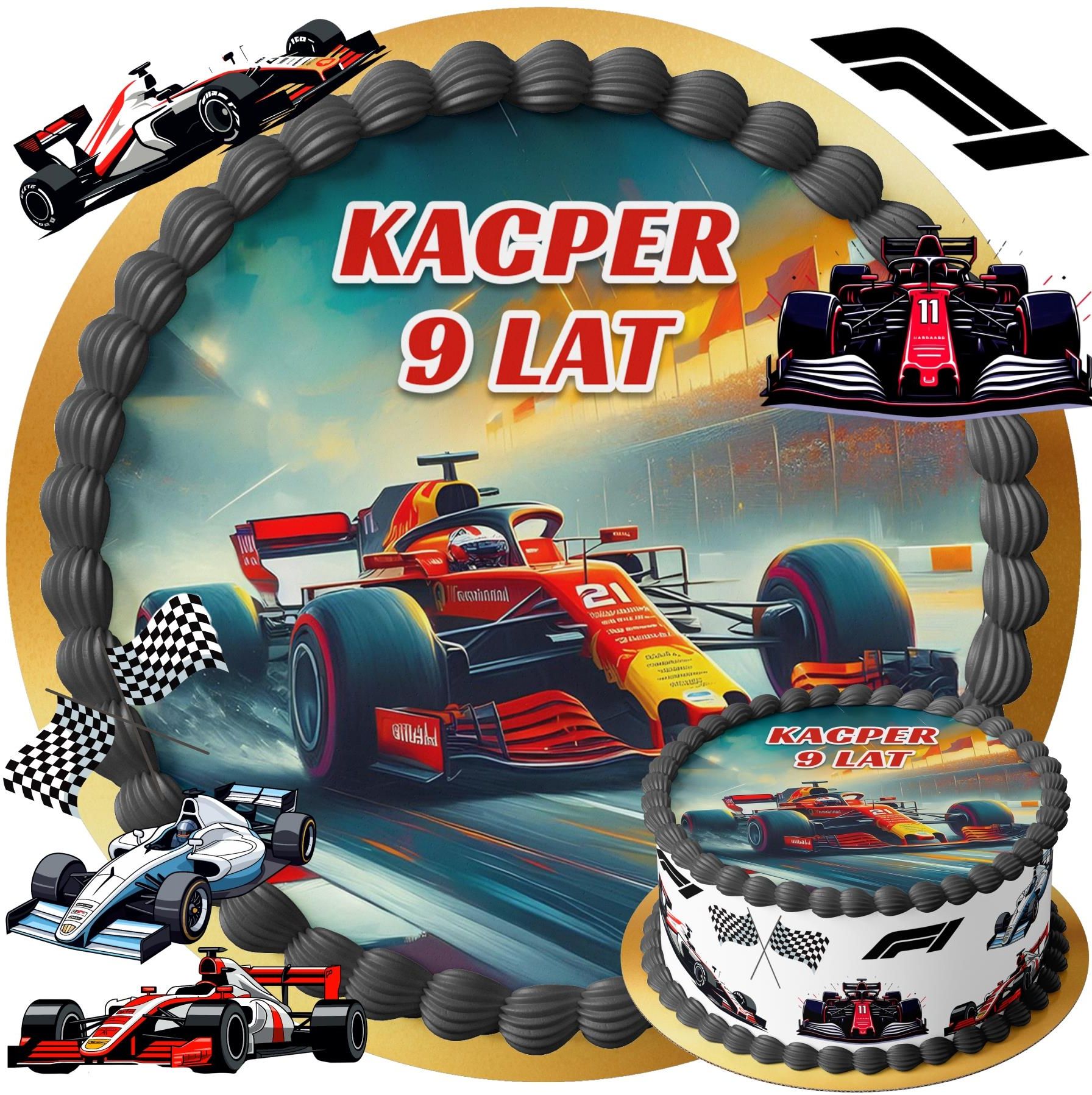 Decor-Cake Zestaw Opłatek Na Tort Formuła 1 F1 Auta Samochody Postaci ...