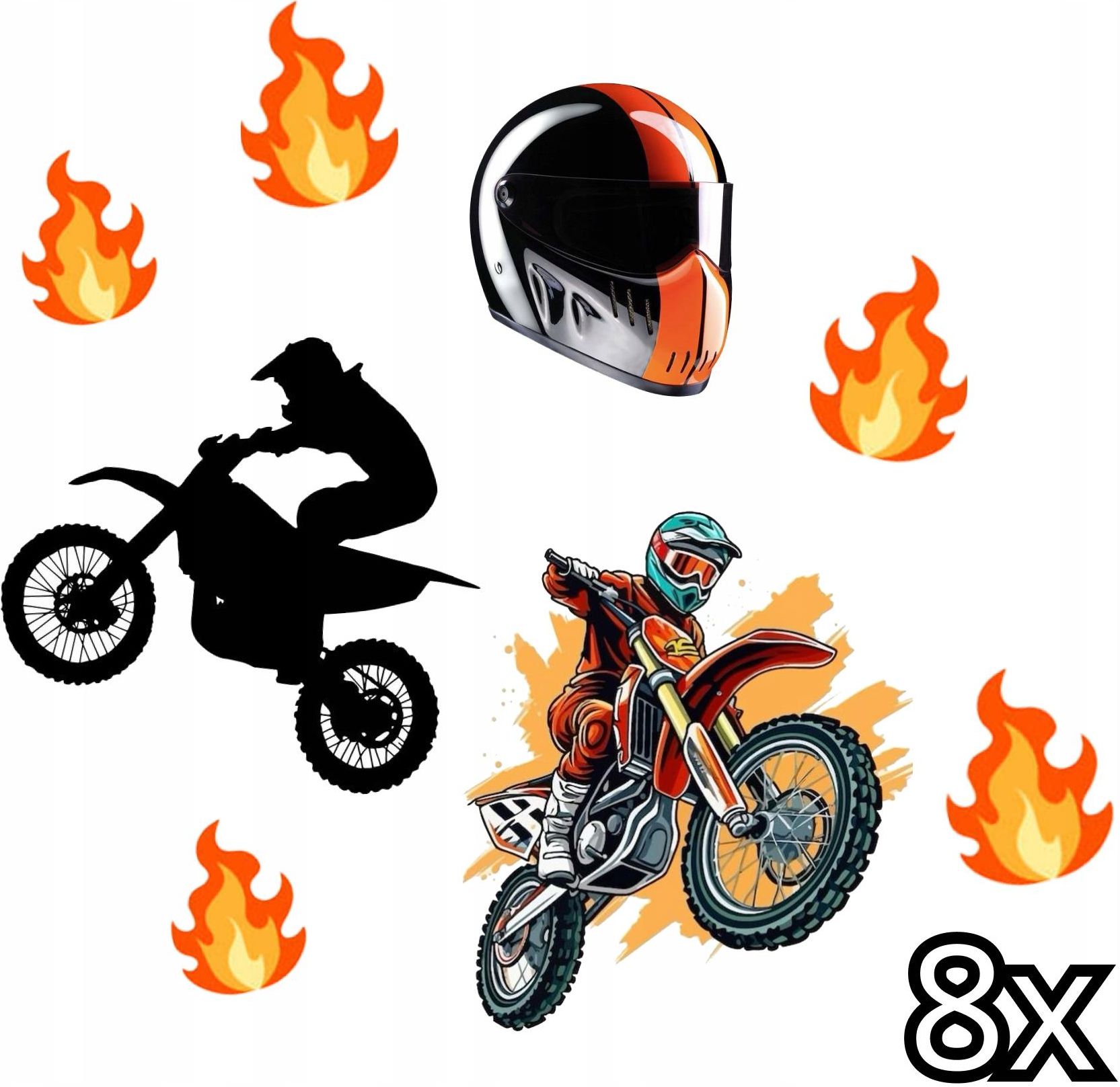 Decor-Cake Zestaw Opłatek Na Tort Motor Cross Kros Motry Postaci 8szt ...