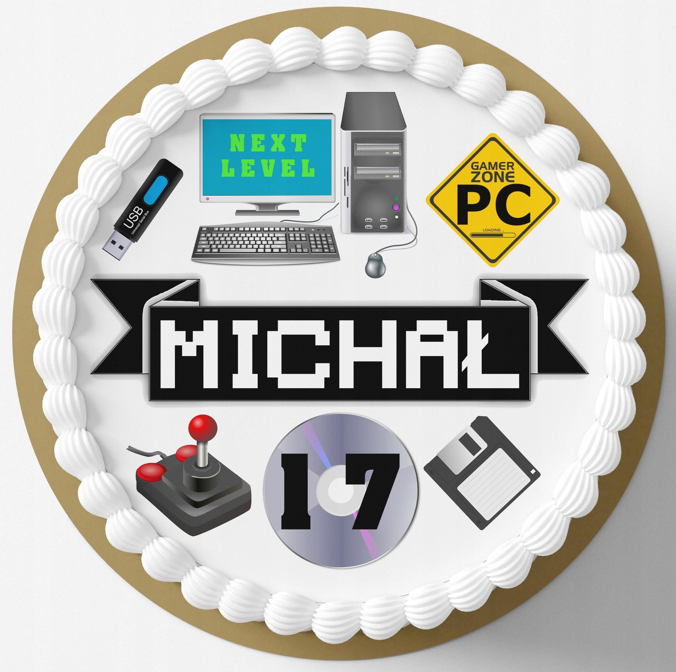 Pdst Opłatek Urodzinowy A3 Od 22Cm Do 29Cm Komputer Gamer Lvl Gracz Pc ...