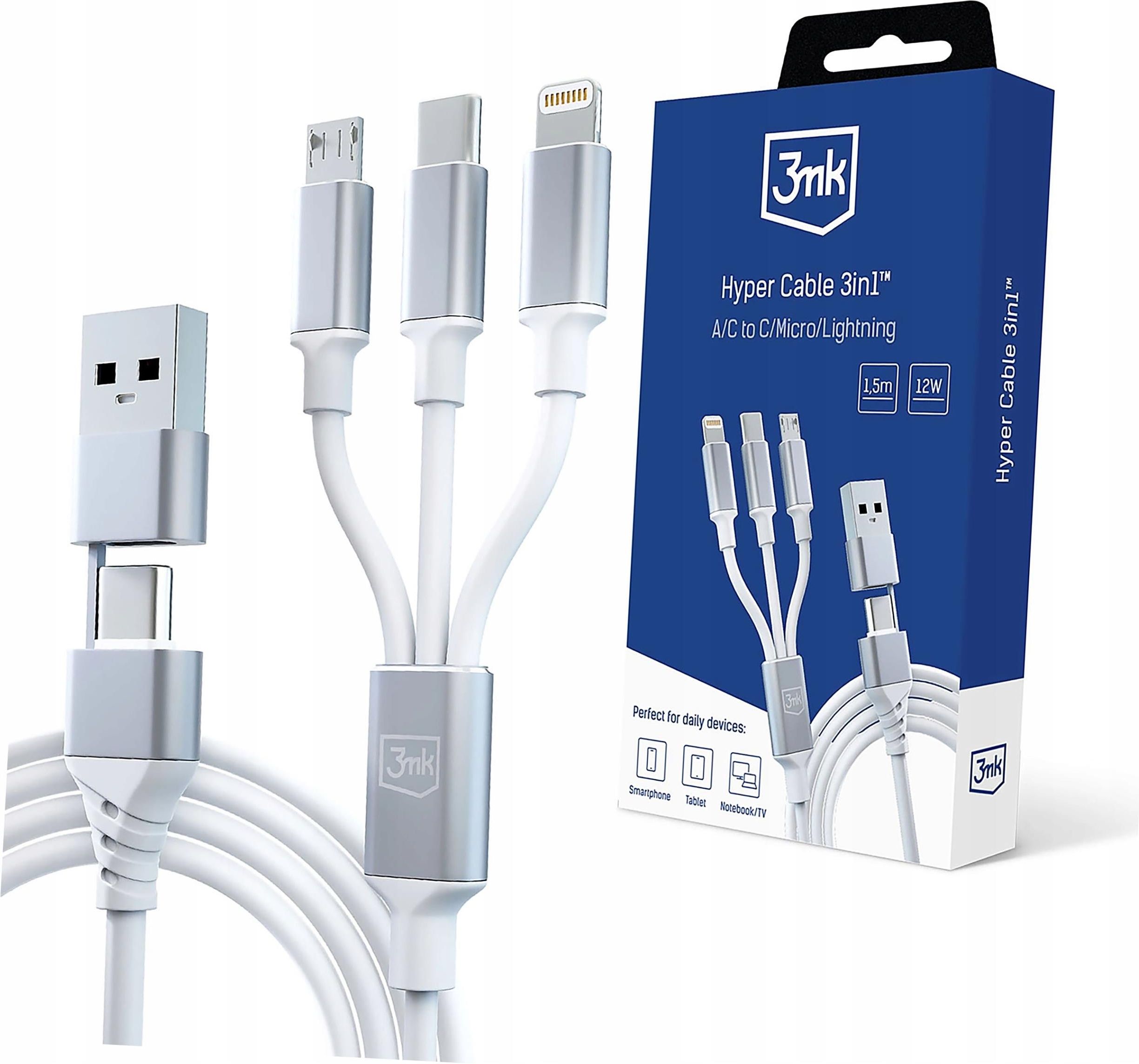 3Mk Kabel Hyper Cable 3W1 Usb A C Micro Lightning 1 5M - Opinie i ceny na Ceneo.pl