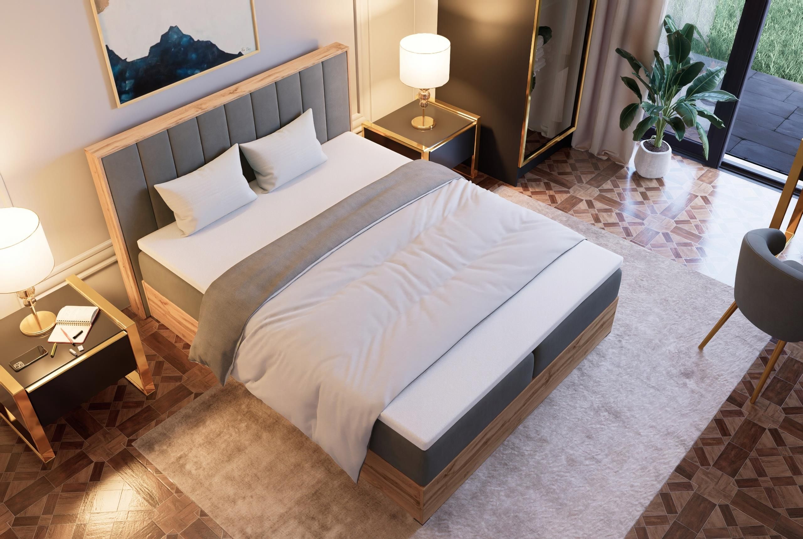 Remax Skandynawskie Łóżko W Drewnianej Ramie Z Wysokim Zagłówkiem Alex ...