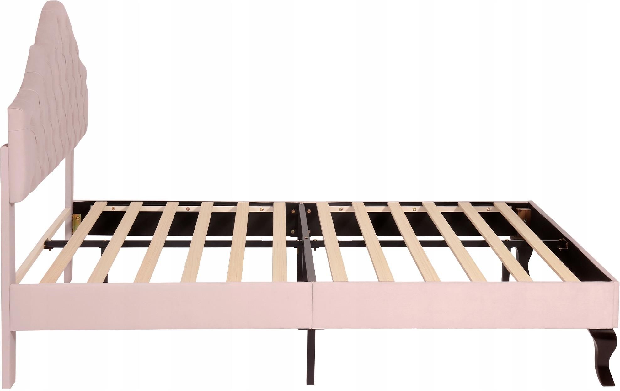 Arhatreya Łóżko Podwójne Tapicerowane 140/200Cm Aksamitne Różowe ...