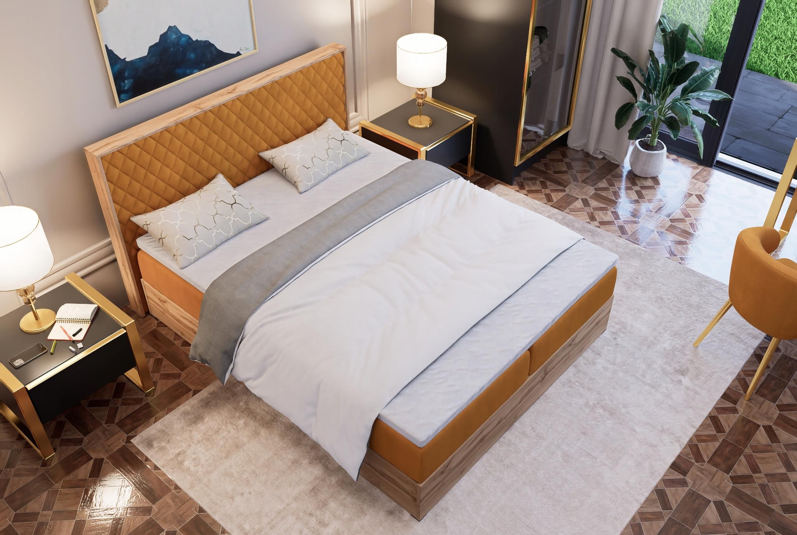 Remax Glamour Łóżko 140Cm Intaro Z Dekoracyjnym Zagłówkiem I Miejscem Na Pościel 4775486 ...