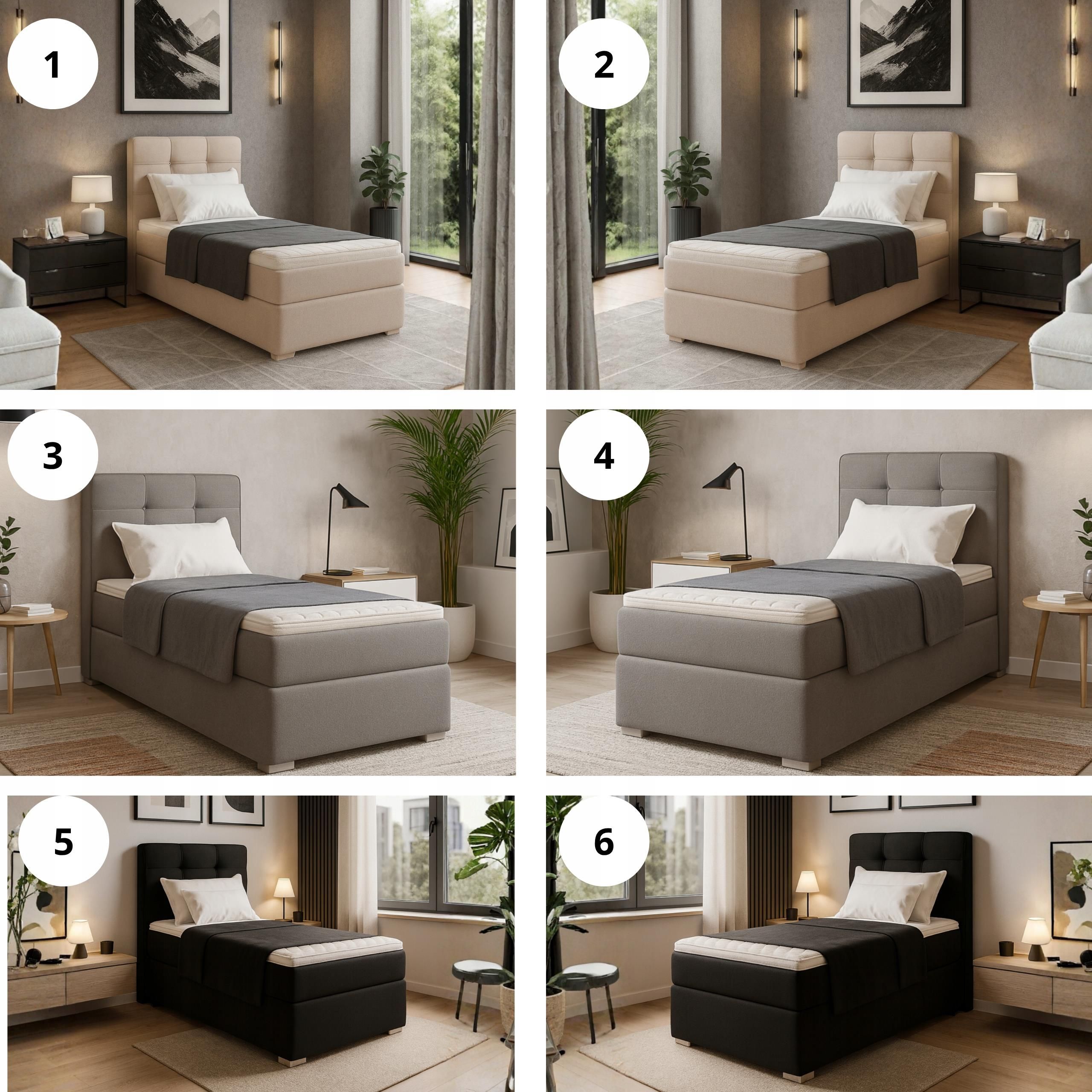 Łóżko Kontynentalne Jednoosobowe Bruno 90/200Cm Szare Lewe 2098138 ...