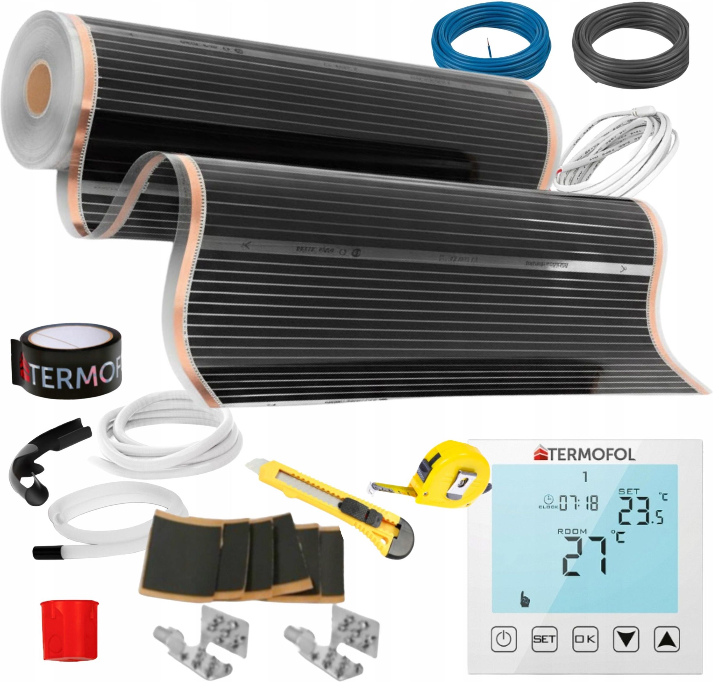 Ogrzewanie podłogowe Termofol Folia Grzewcza 140W 7m2 Wifi Biały ...