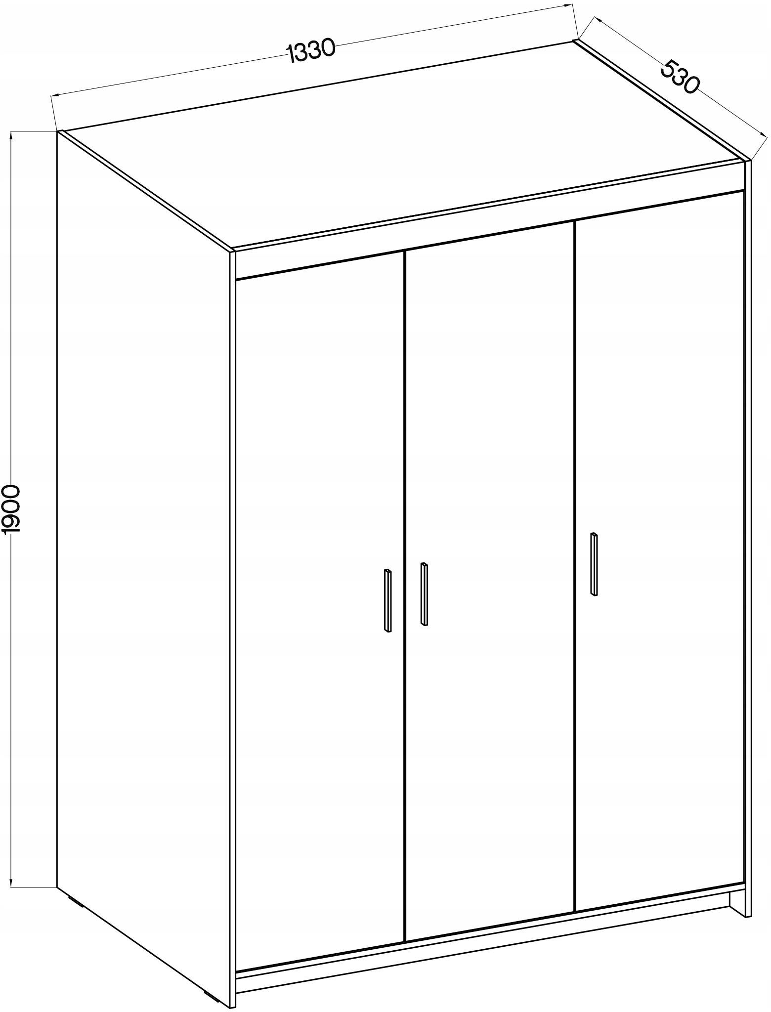 Mro-Mil Szafa Lena 3F Dąb Lefkas 3-Drzwiowa Duży Wybór Meble 1869037310 ...