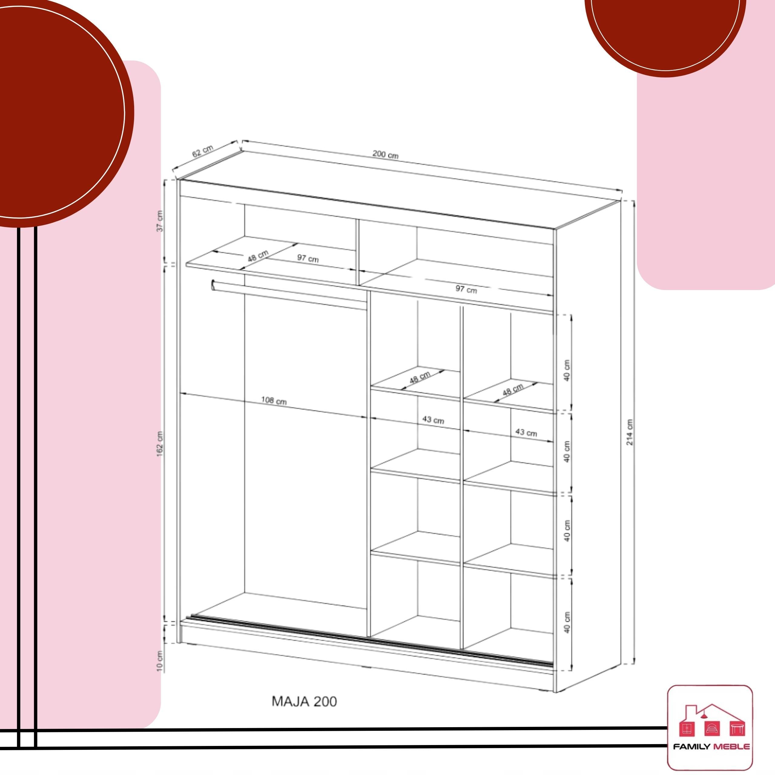 Family Meble Szafa Garderoba Rita I Alu 200Cm Otwierana Duża Grafit ...