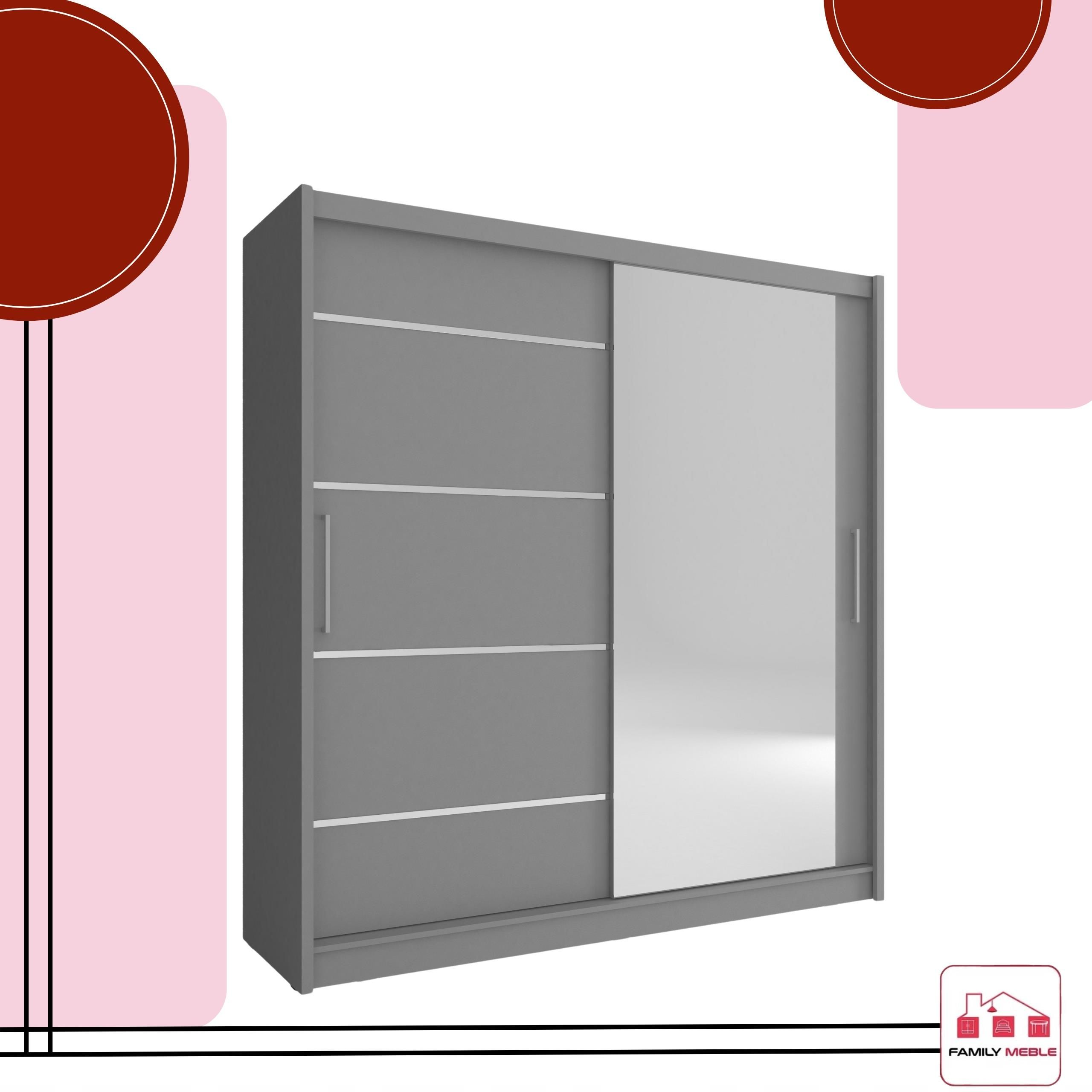 Family Meble Szafa Garderoba Rita I Alu 200Cm Otwierana Duża Grafit ...