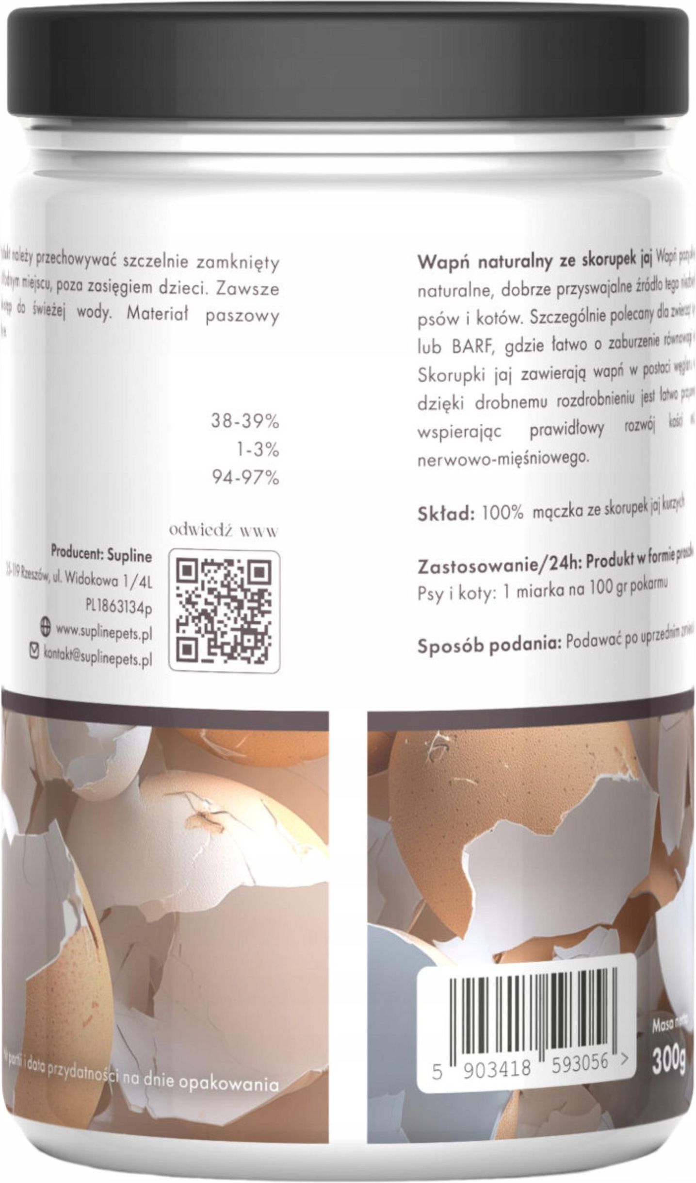 Suplementy Dla Psa Kota Na Kości Zęby Nerwy Barf Naturalny Wapń 300G ...