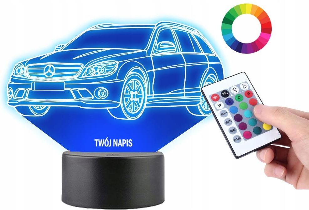 Lampa Plexido Lampka Na Szkle Statuetka Auto Mercedes C Klasa 3D Led ...