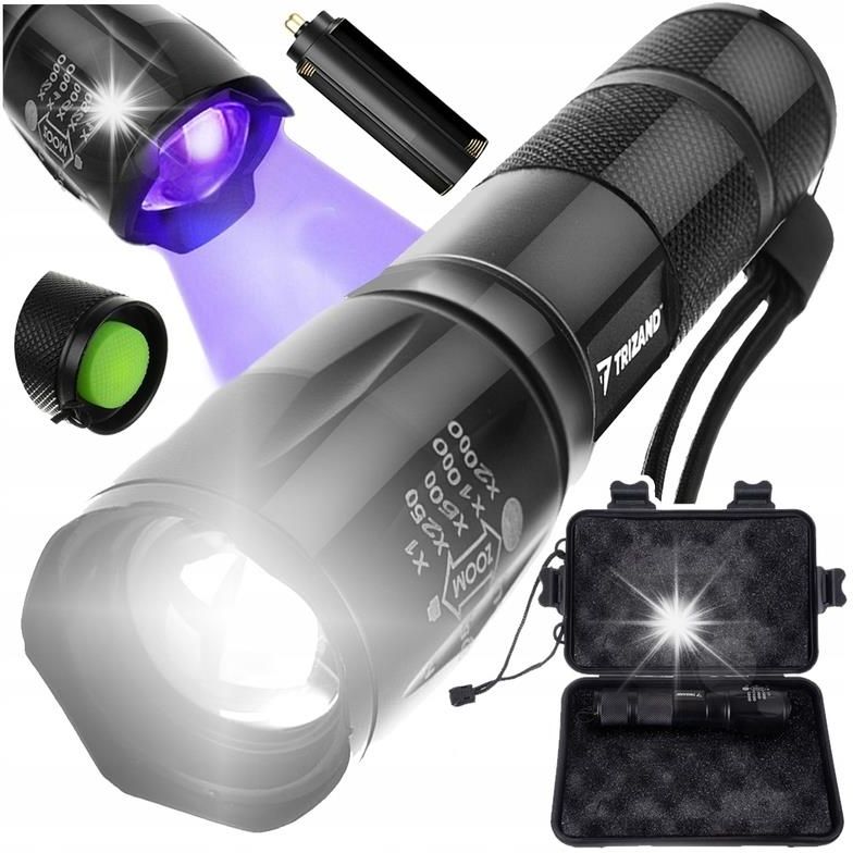 Latarka Latarka Taktyczna Szperacz 2W1 Led Cree Xpe Detektor Uv Klima ...