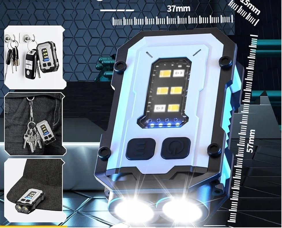 Latarka Akumulatorowa Mini Latarka Led+Cob Brelok Mocna 750Lm Magnes ...