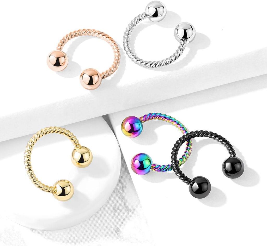Piercing4U skręcona PODKOWA kolczyki do wargi ucha septum chrząstki ...