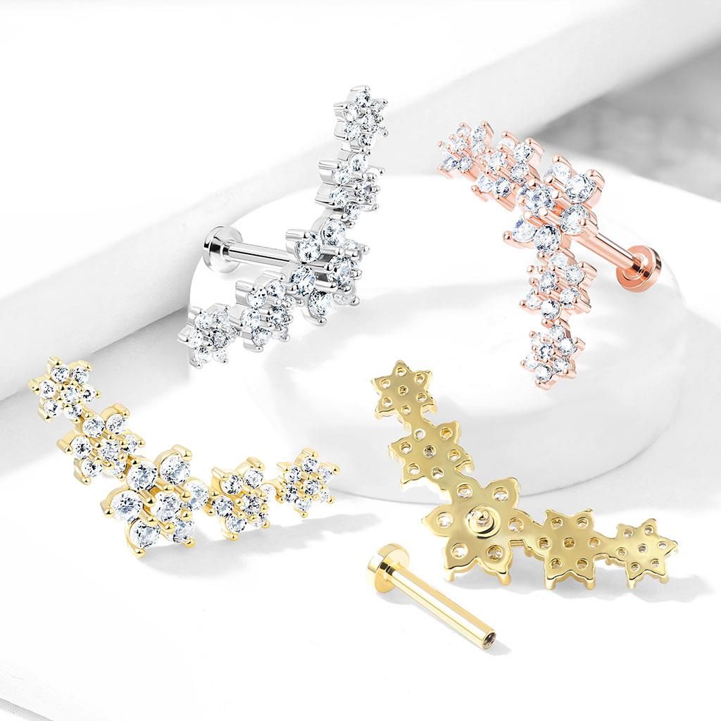 Piercing4U Kolczyk do chrząstki helix błyszczące kwiatki blask i ...