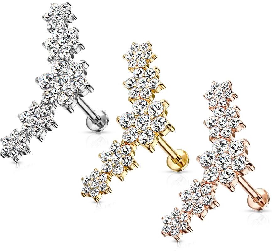 Piercing4U Kolczyk do chrząstki helix błyszczące kwiatki blask i ...