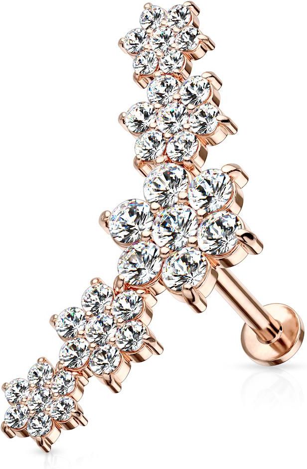 Piercing4U Kolczyk do chrząstki helix błyszczące kwiatki blask i ...