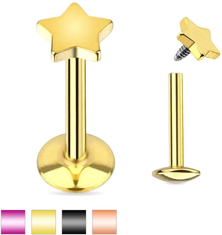 Piercing4U Gwiazdka Kolczyk do Wargi chrząstki w uchu tragus (w49) (6mm ...
