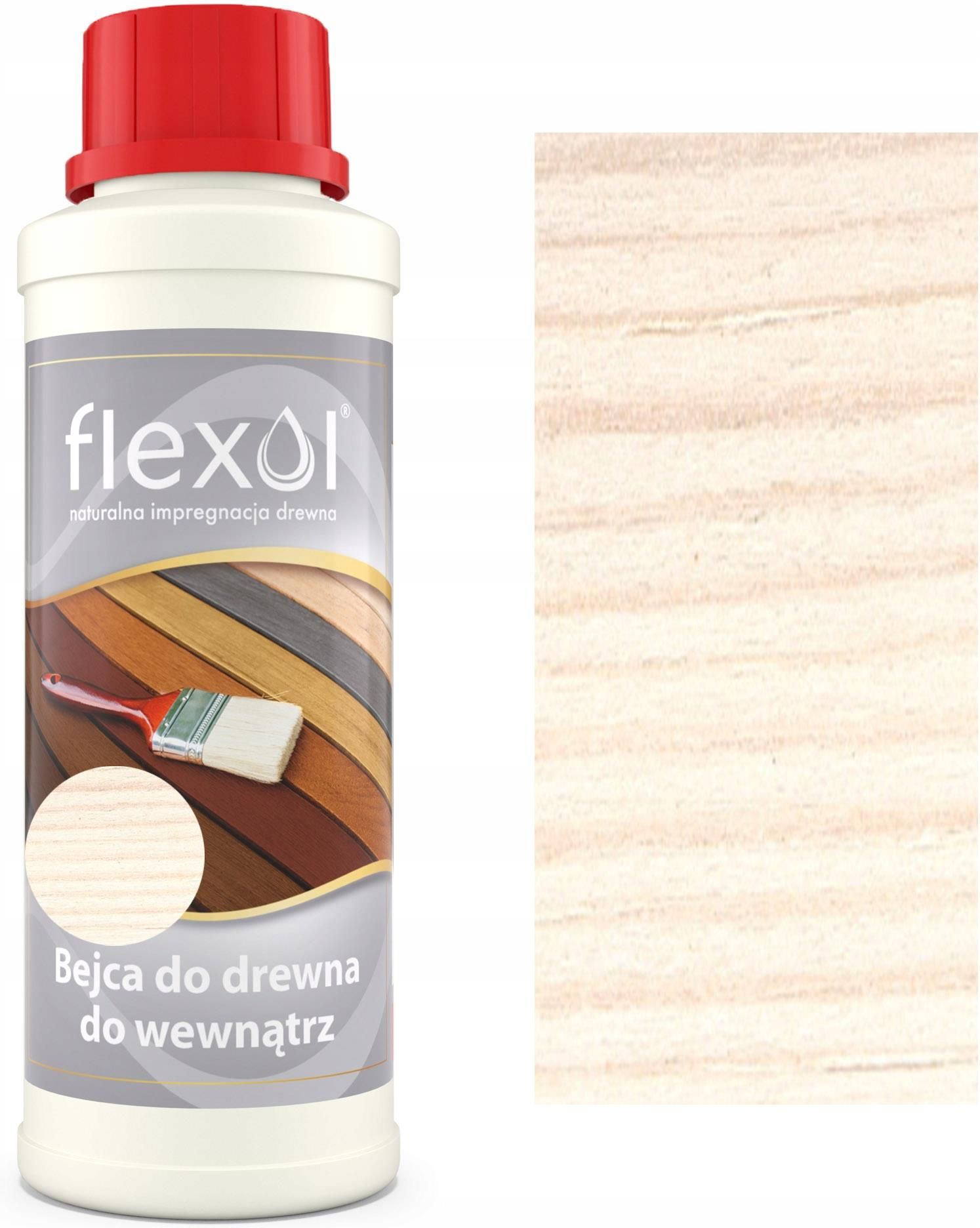 Lakier Flexol Biała Bejca do drewna wewnętrzna ekologiczna Biel 0,25L ...