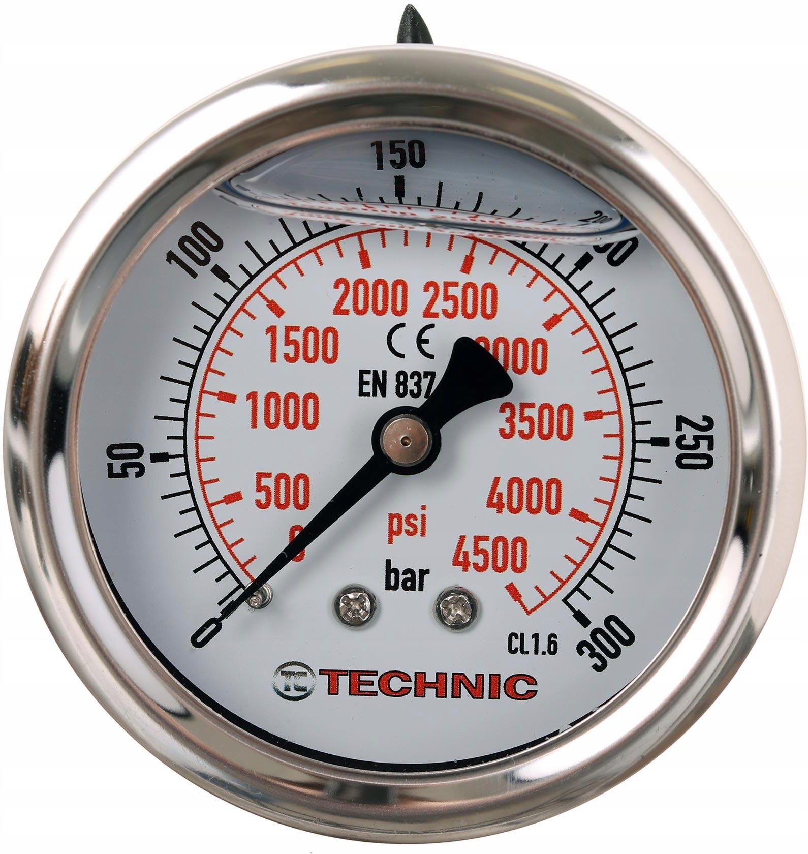 Tc Technic Manometr Glicerynowy 300Bar 63Mm 1/4 Gwint Tylny Zegar ...