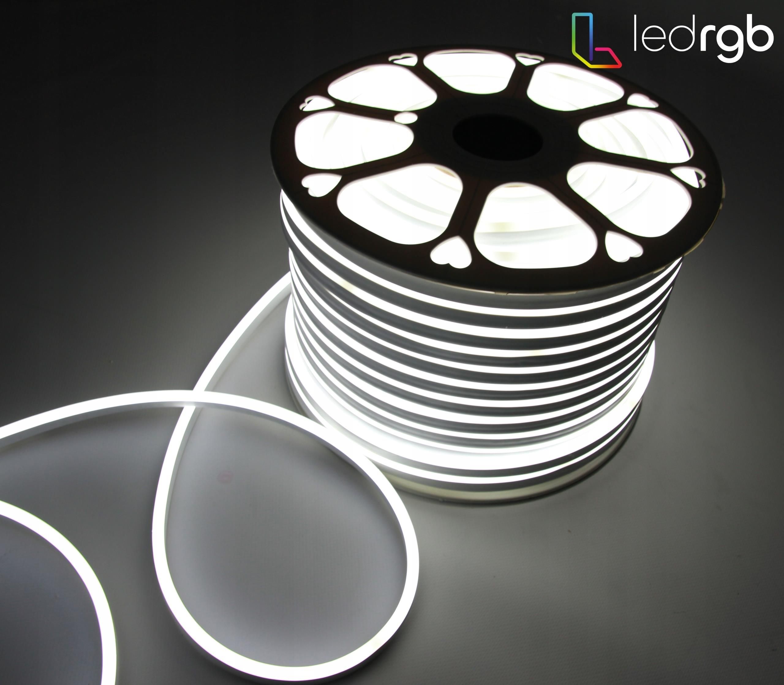 Ledrgb Zestaw Taśma Led Neon 220V 230V 25m 6000K Biała Zimna Zasilacz ...