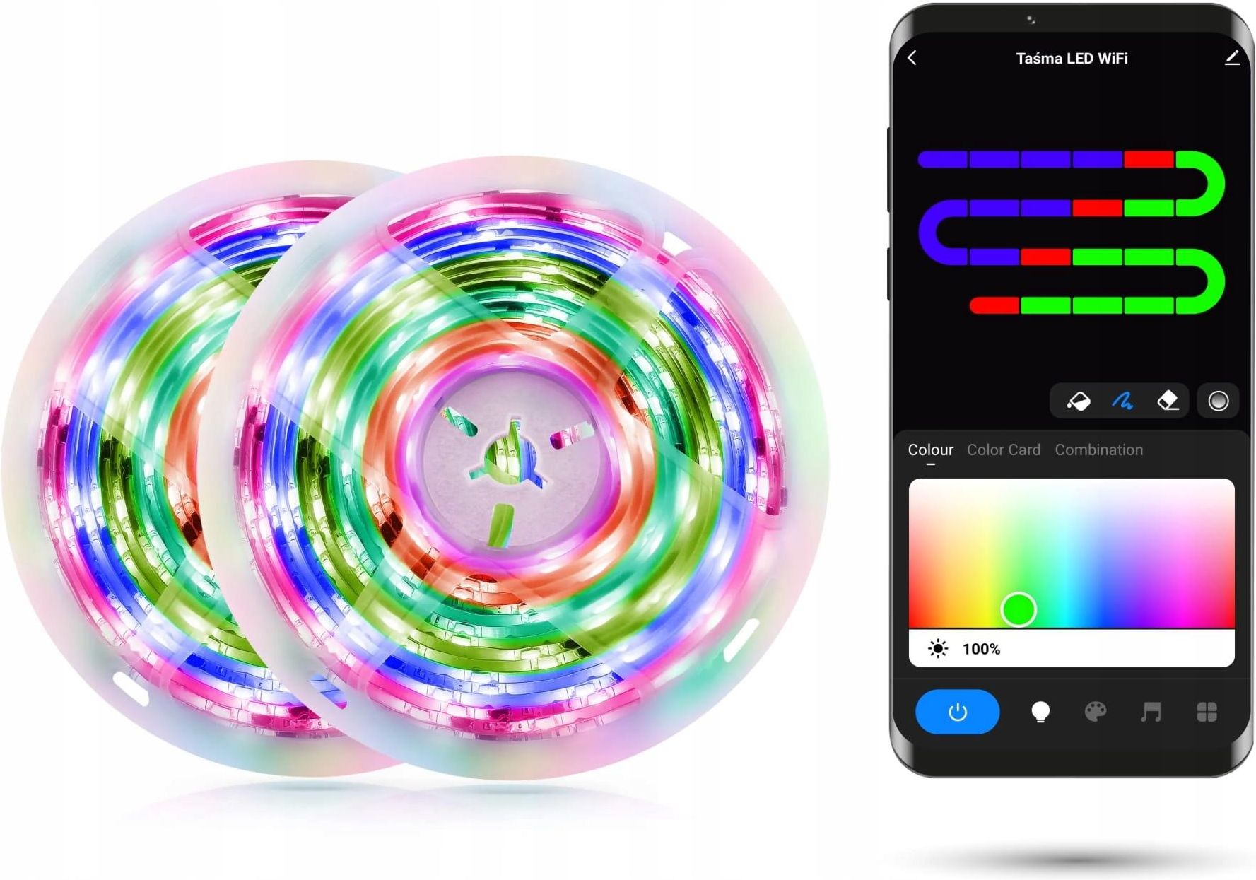 Automat-On Taśma Led WiFi Tuya 10m Rgb-ic 30W Zestaw z zasilaczem 30W ...