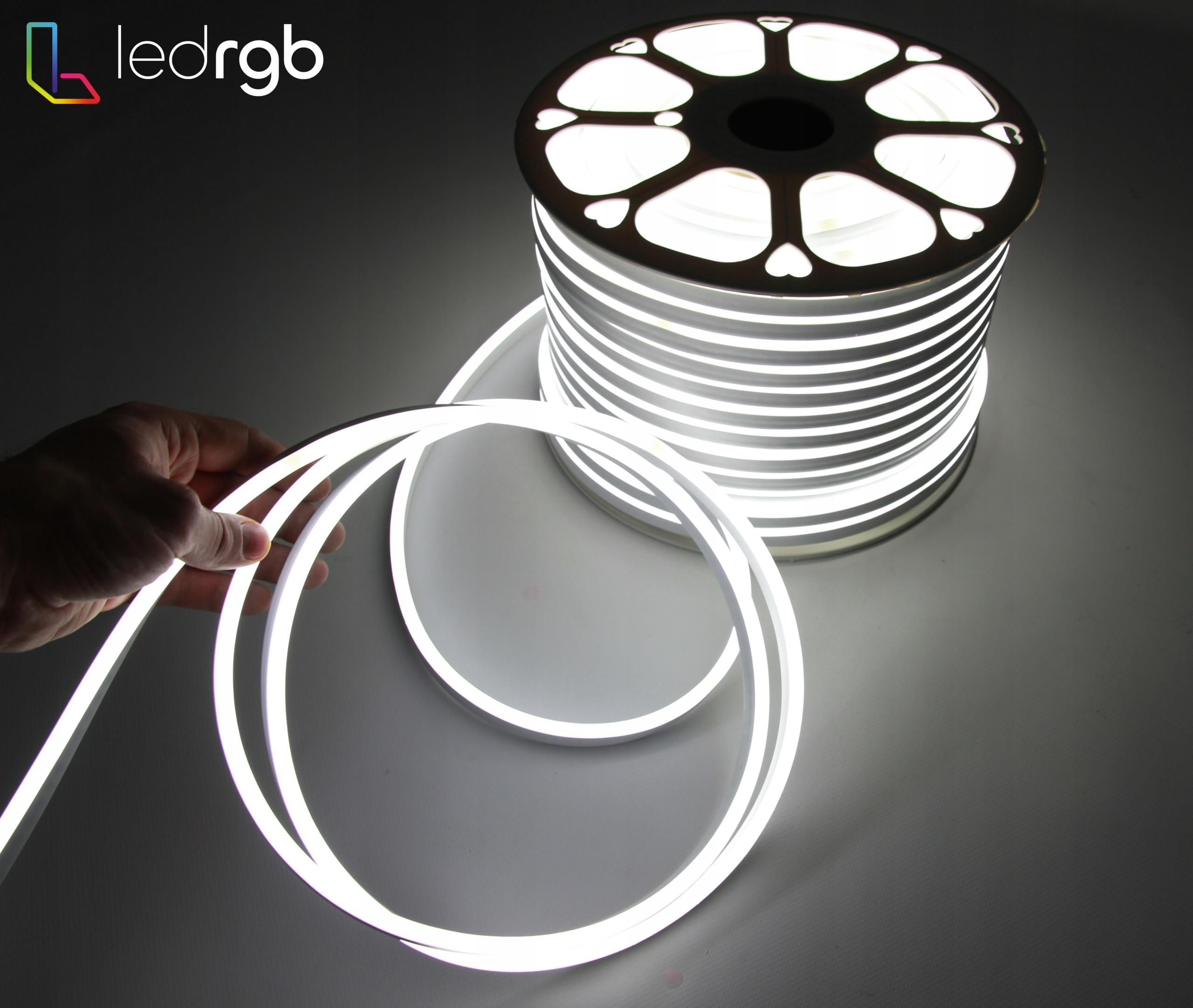 Ledrgb Taśma Led Neon 2835 220V 230V 100m Rolka 6000K Biała Zimna ...