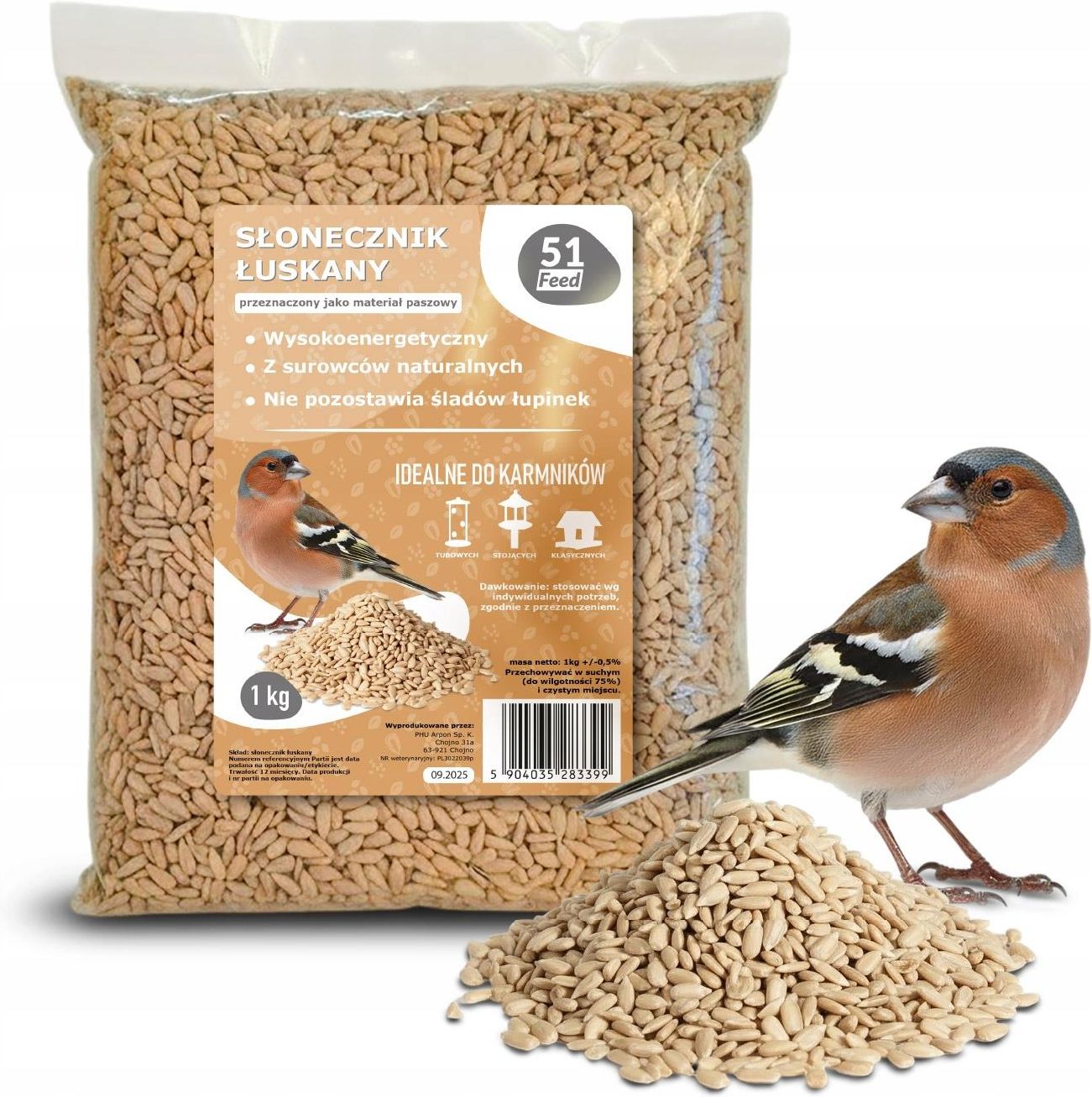 51 Feed Słonecznik Łuskany 1Kg Karma Dla Ptaków Pokarm Ziarno Do ...