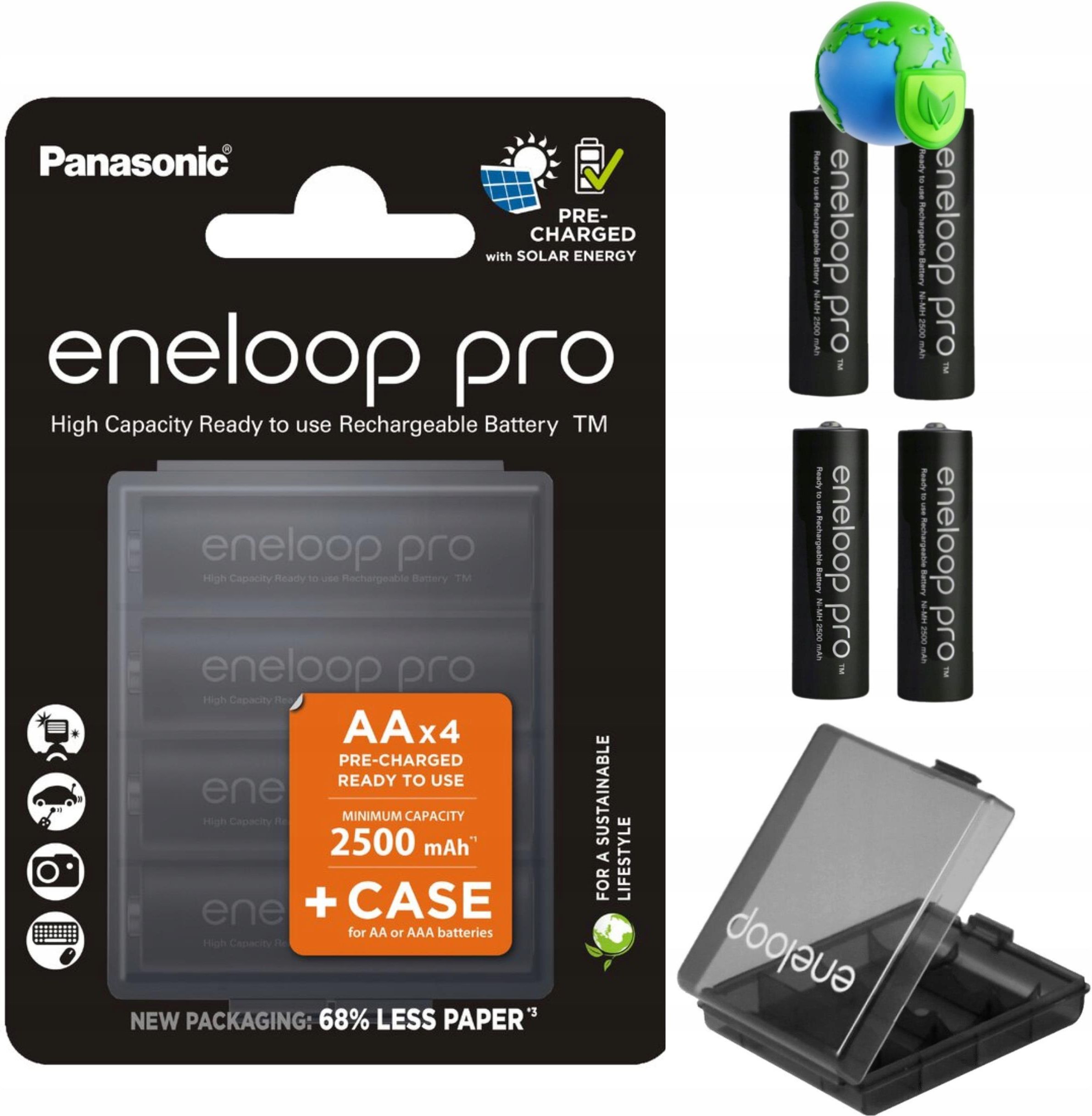 Panasonic 4 szt Eneloop Pro R6/AA 2500mAh Akumulatorki Baterie Ekologiczne plus Box - Ceny i ...