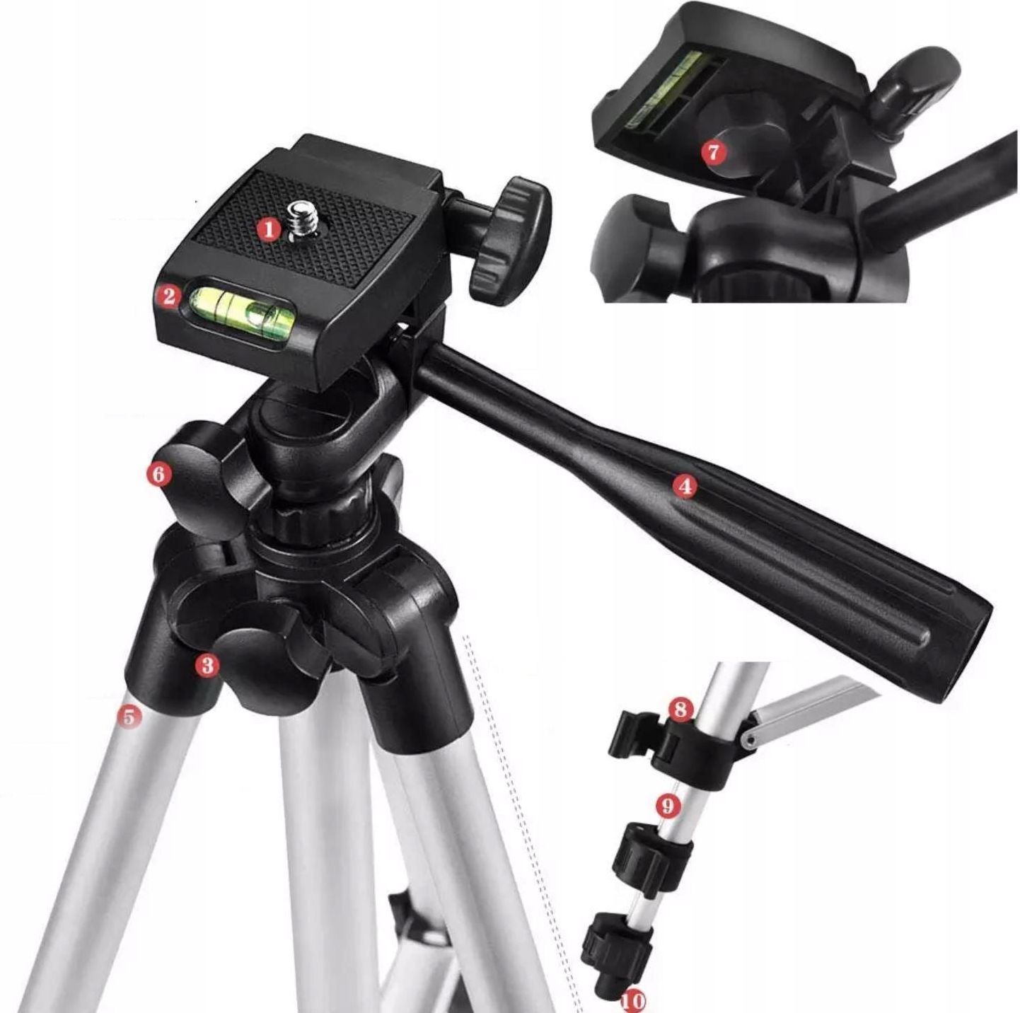 Statyw Interlook Statyw Fotograficzny Wideo Lekki Tripod Selfie Uchwyt ...