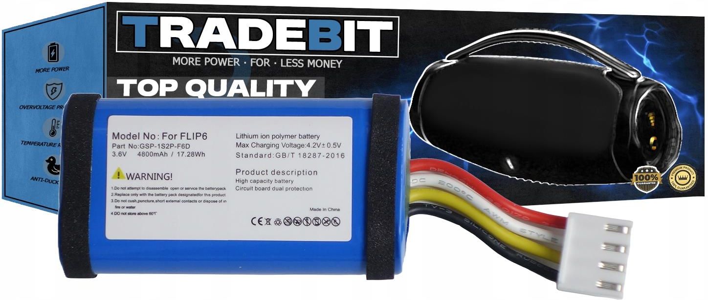 Bateria Tradebit Bateria do głośnika Jbl Flip 6 GSP-1S2P-F6D 4800mAh 3 ...