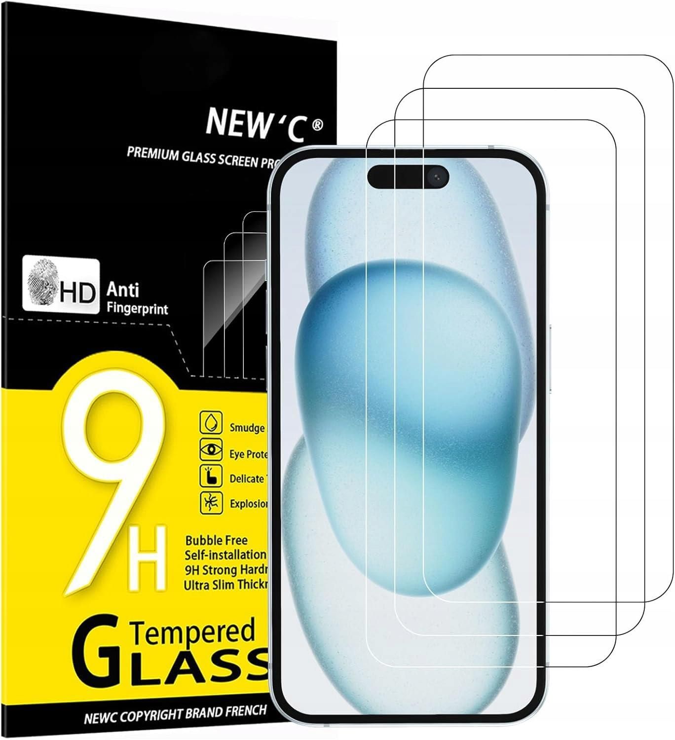 New'C 3X Szkło Hartowane Ochronne Do Iphone 15 Iphone 15 Pro Premium ...