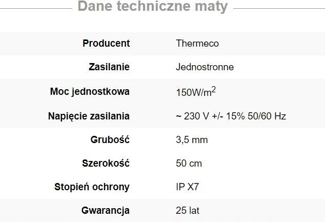 Ogrzewanie podłogowe Thermeco Mata Grzewcza Grzejna Zestaw H16 7M2 ...