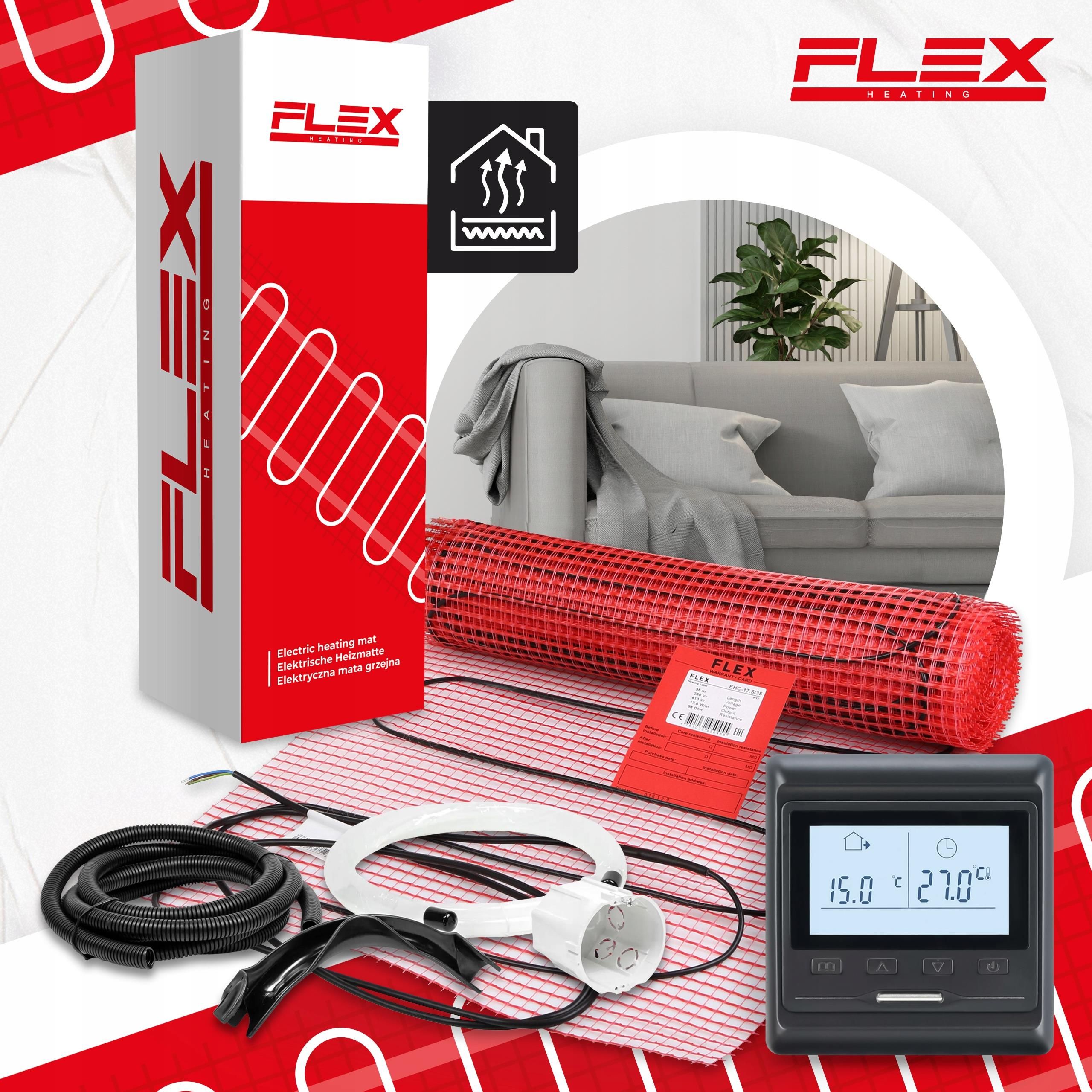 Ogrzewanie podłogowe Flex Maty Grzewcze 6M² 175W/M² – Do Łazienki Z Termostatem Hw800 5786180 ...