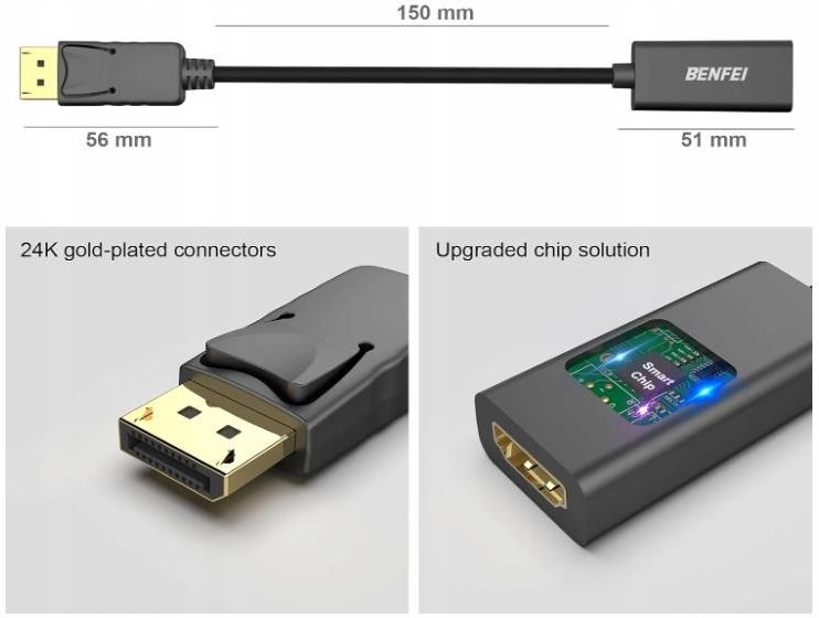 Benfei Adapter DisplayPort na Hdmi 1080p/4K - Opinie i ceny na Ceneo.pl