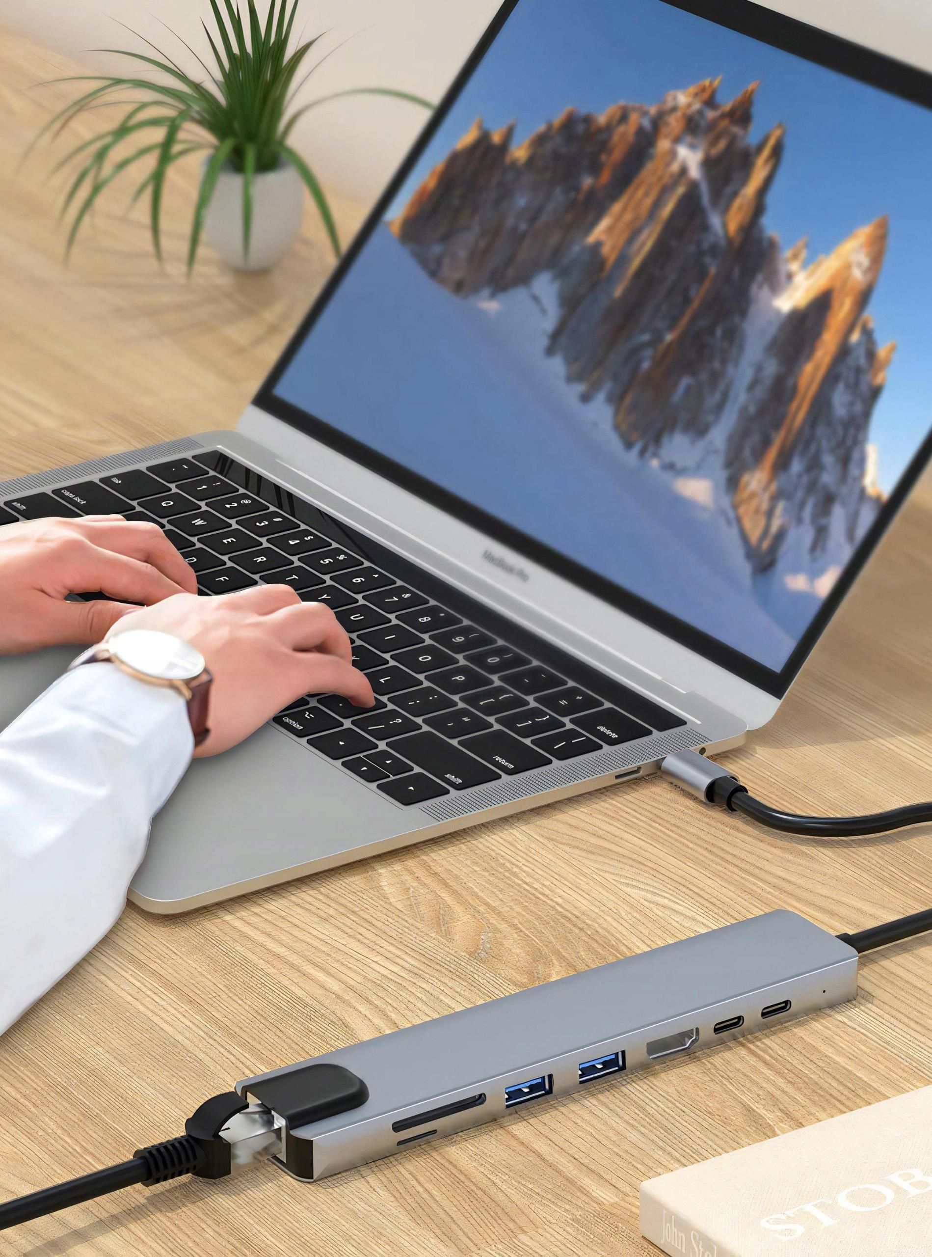 Renew Force Hub Usb C 3.0 8W1 Adapter Przejściówka Port Hdmi 4K Karta ...