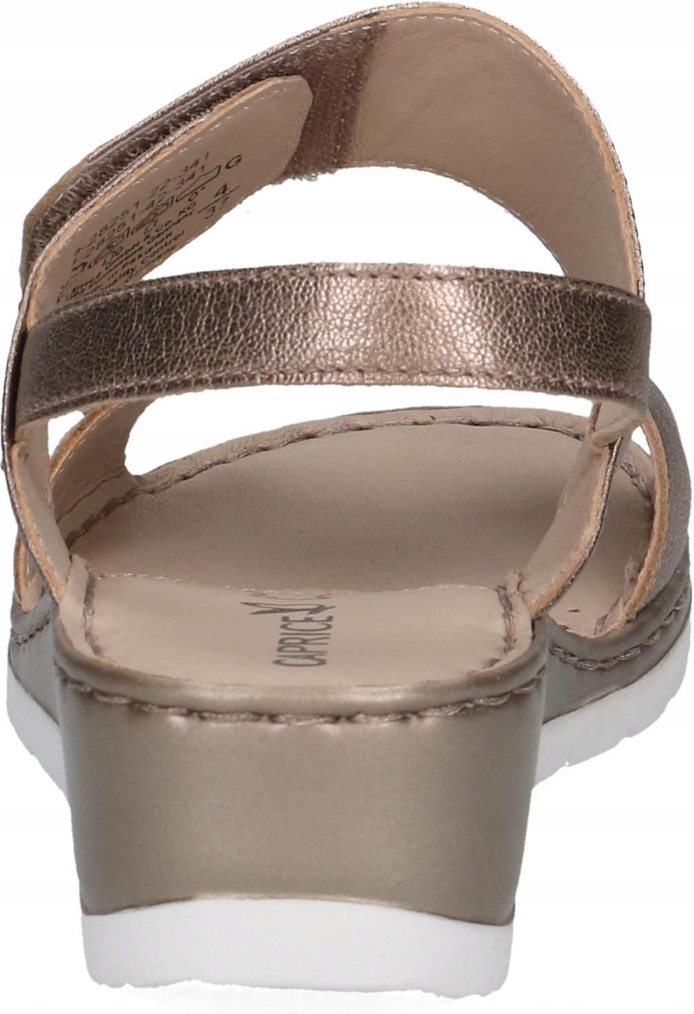 Caprice sandały metaliczne Sandra na podwyższeniu na rzepy[28251-42-341 ...