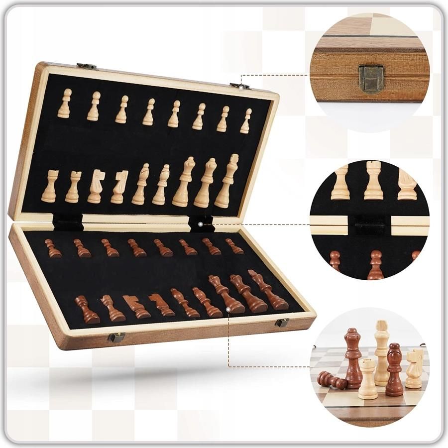Premium Duże Szachy Drewniane Klasyczne 39x39 Magnetyczne Etui - Gra ...