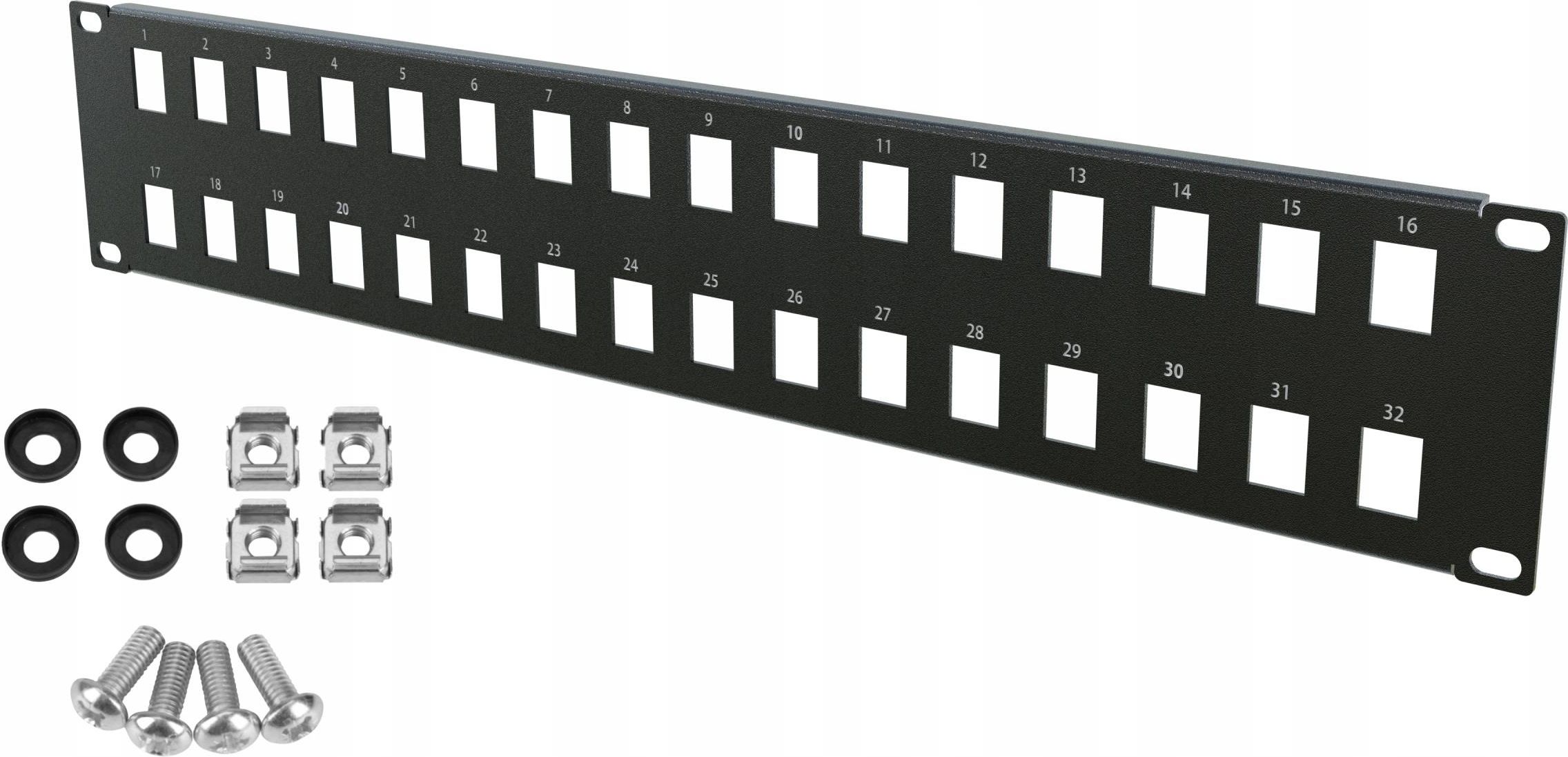 Stalflex Patch Panel Rack 19 2U 32 Sloty Czarny do Szaf Sieciowych Rack ...
