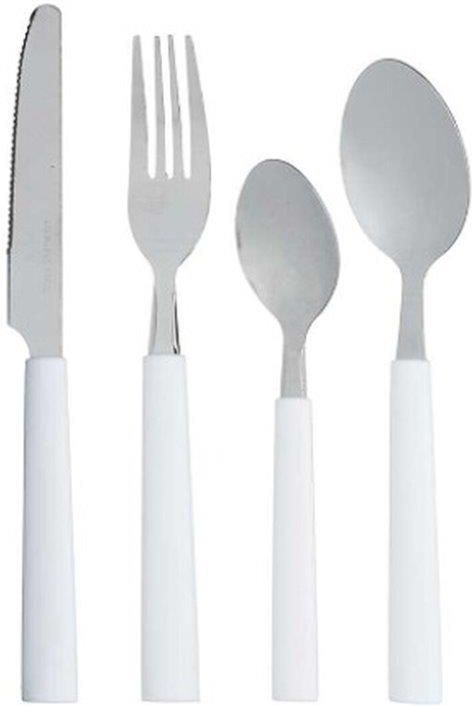 Kinvara Cutlery Set White Silver Stainless Steel Plastic 22,5x37,5x4 ...