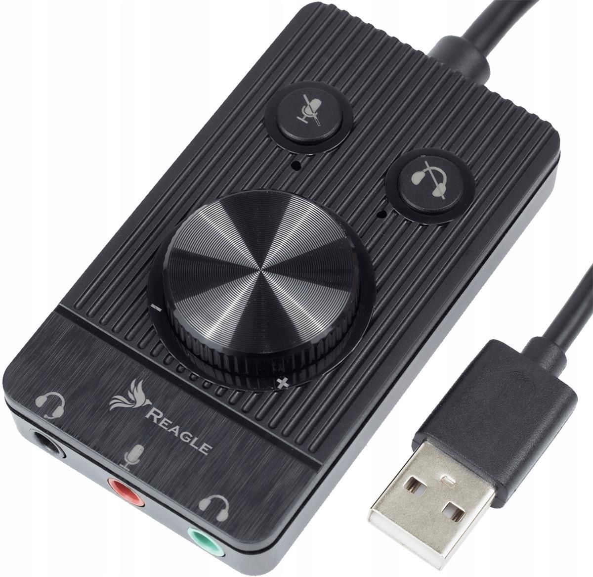 Karta muzyczna Reagle Karta Dźwiękowa USB Słuchawki Mikrofon 48K 16 BIT ...