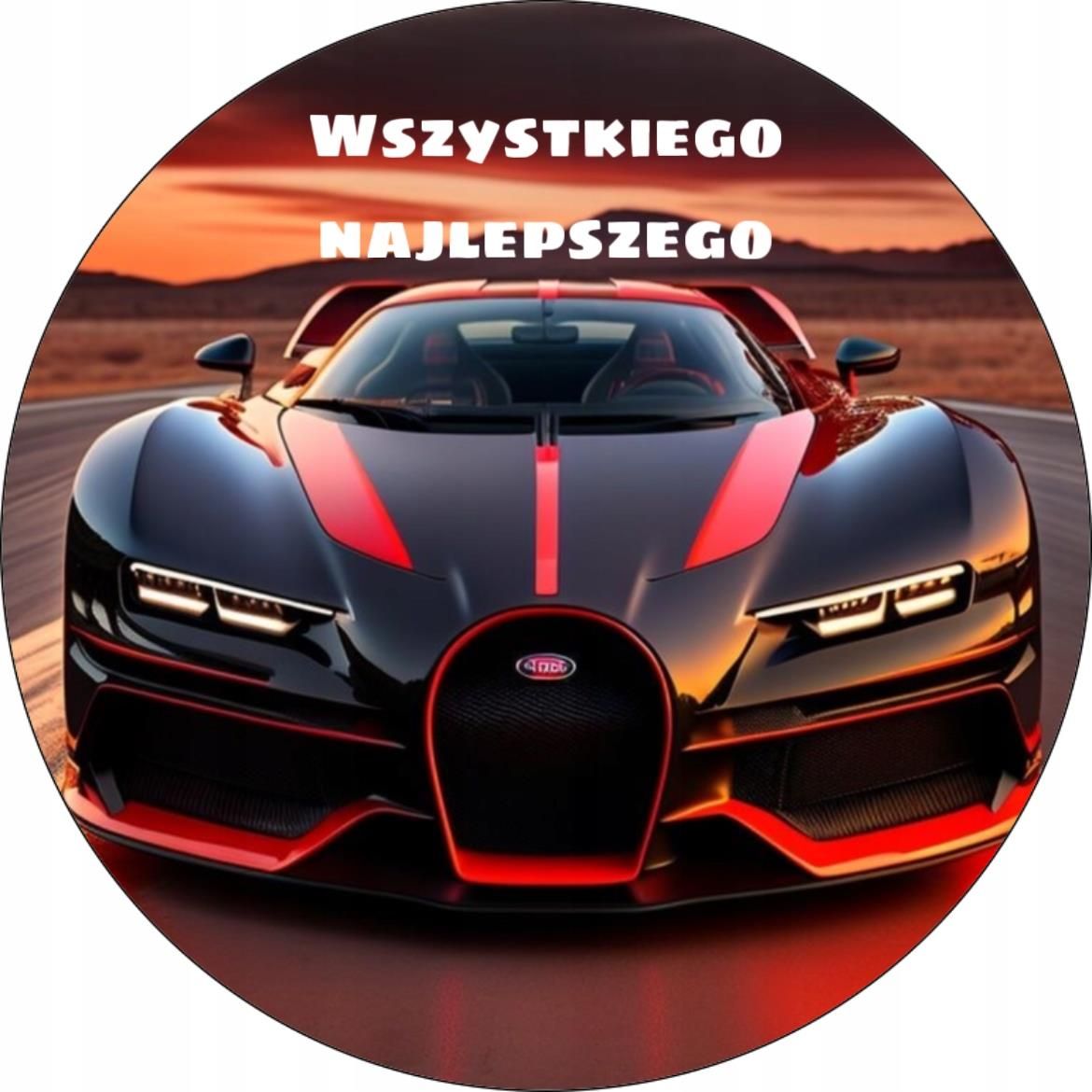 Opłatek Na Tort Urodziny Bugatti Auto Samochód 18 30 40 50 Tekst Logo ...