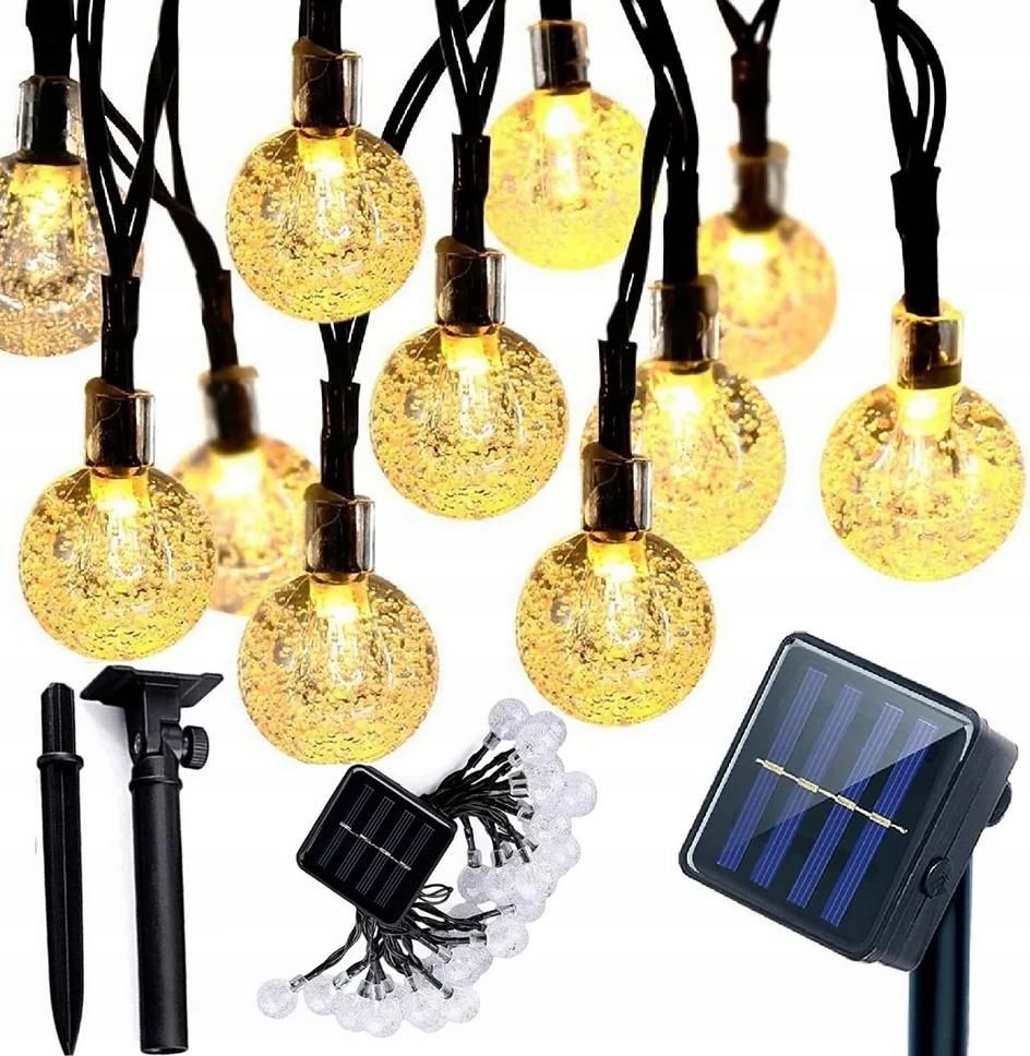 Led-One Girlanda Solarna Ciepła Lampki Ogrodowe Solarne 20 Led Kulki ...