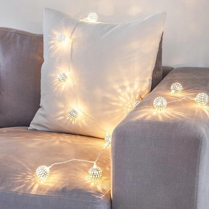 Girlanda Świetlna Led – 16 Metalicznych Kul Srebrnych (SLF14072EURO ...