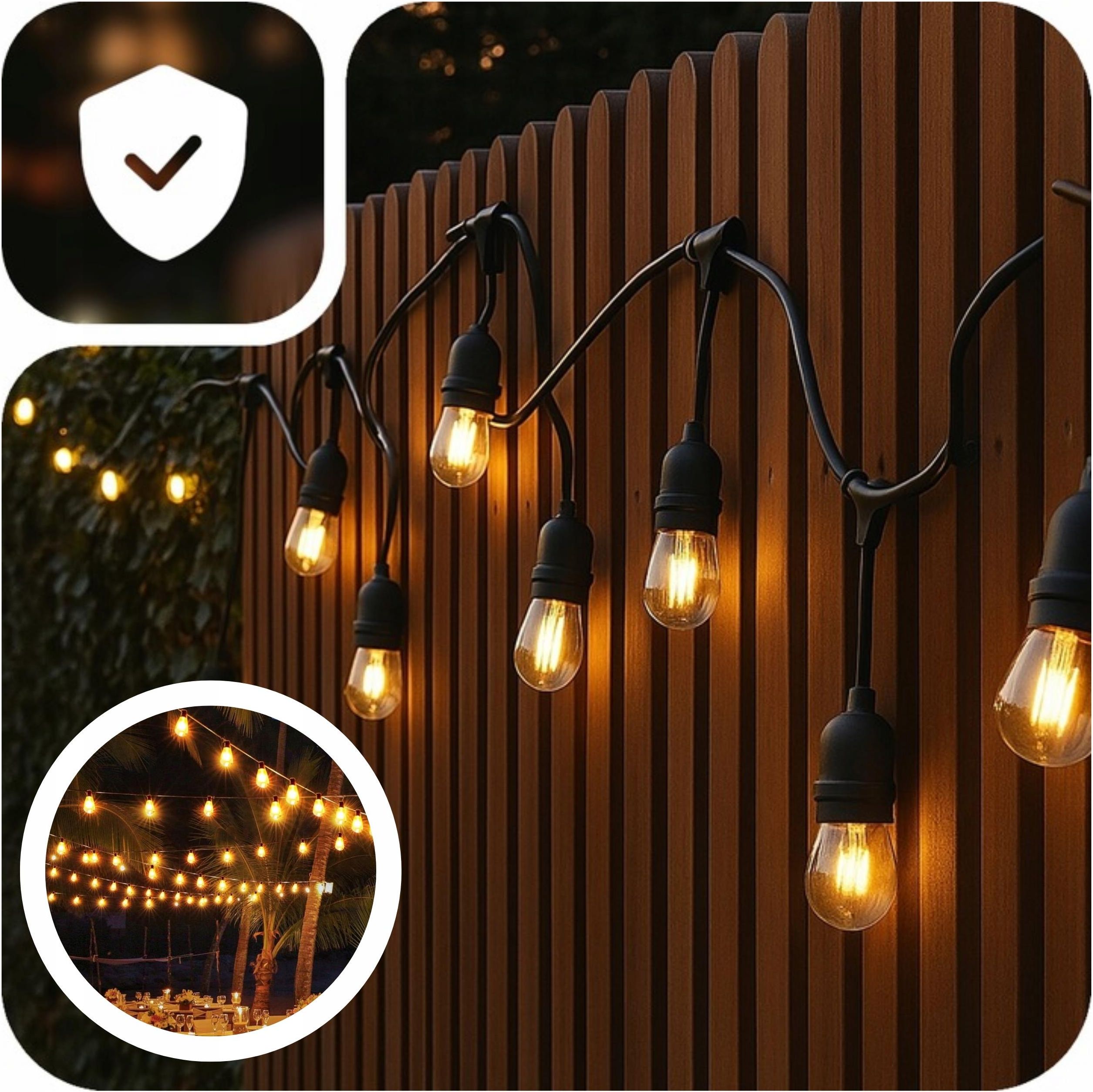 Girlanda Ogrodowa Świetlna Led 20M 20Xe27 Komplet Z Żarówkami ...