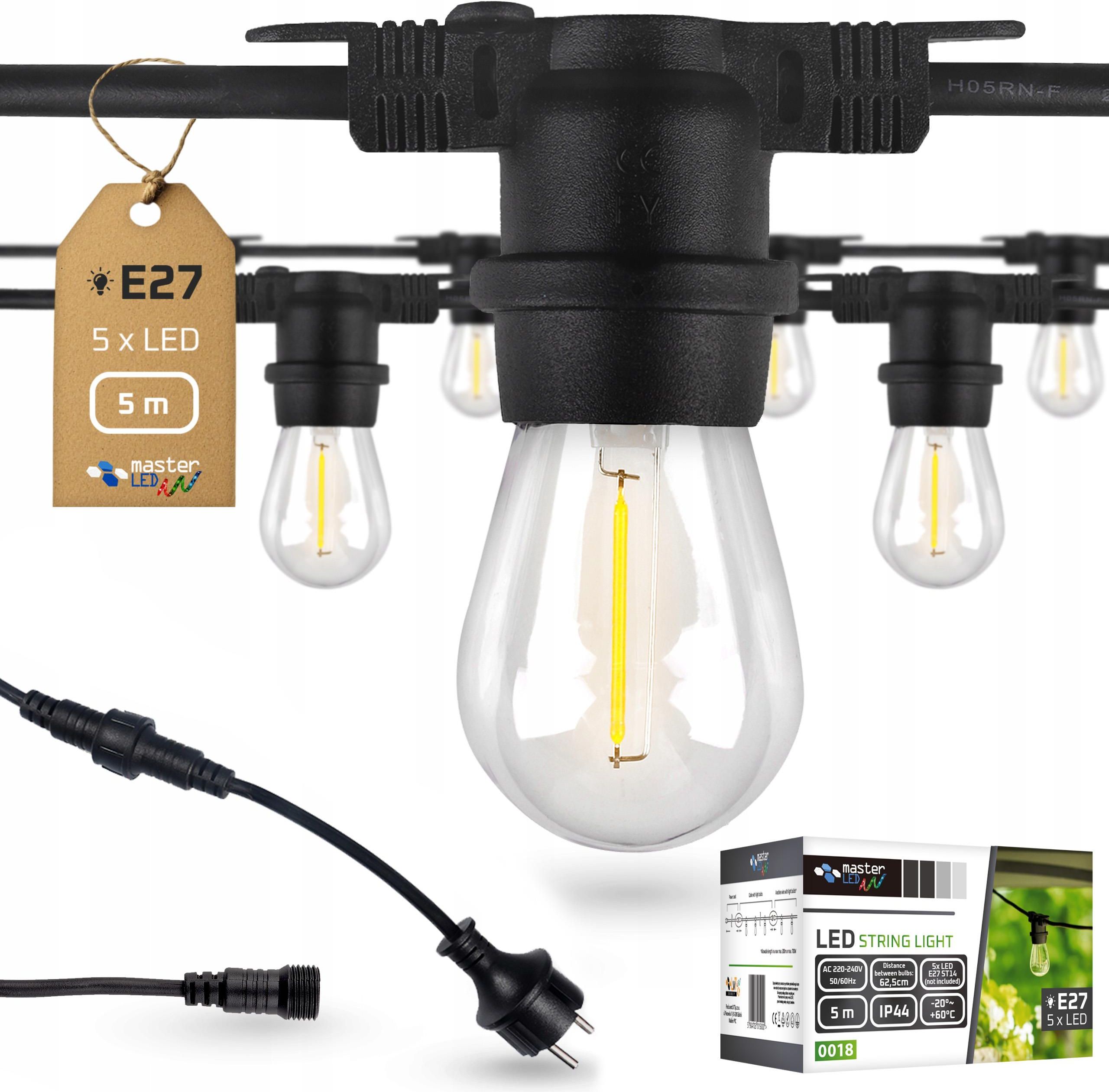 Masterled Girlanda Ogrodowa Świetlna Lampki Led Zewnętrzna 5M 5X ...