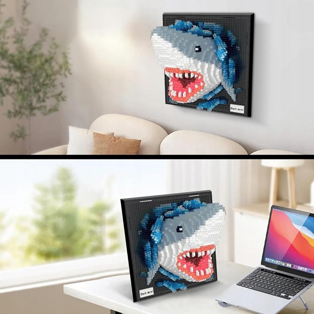 Bedee Klocki Konstrukcyjne Rekin 3D 2166 Pcs Do Złożenia Ściana Lub ...