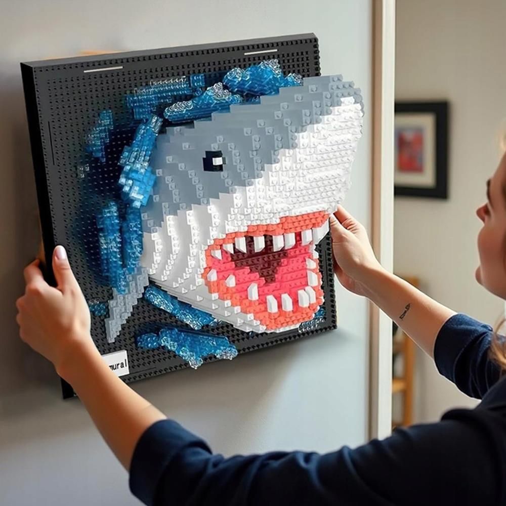 Bedee Klocki Konstrukcyjne Rekin 3D 2166 Pcs Do Złożenia Ściana Lub ...