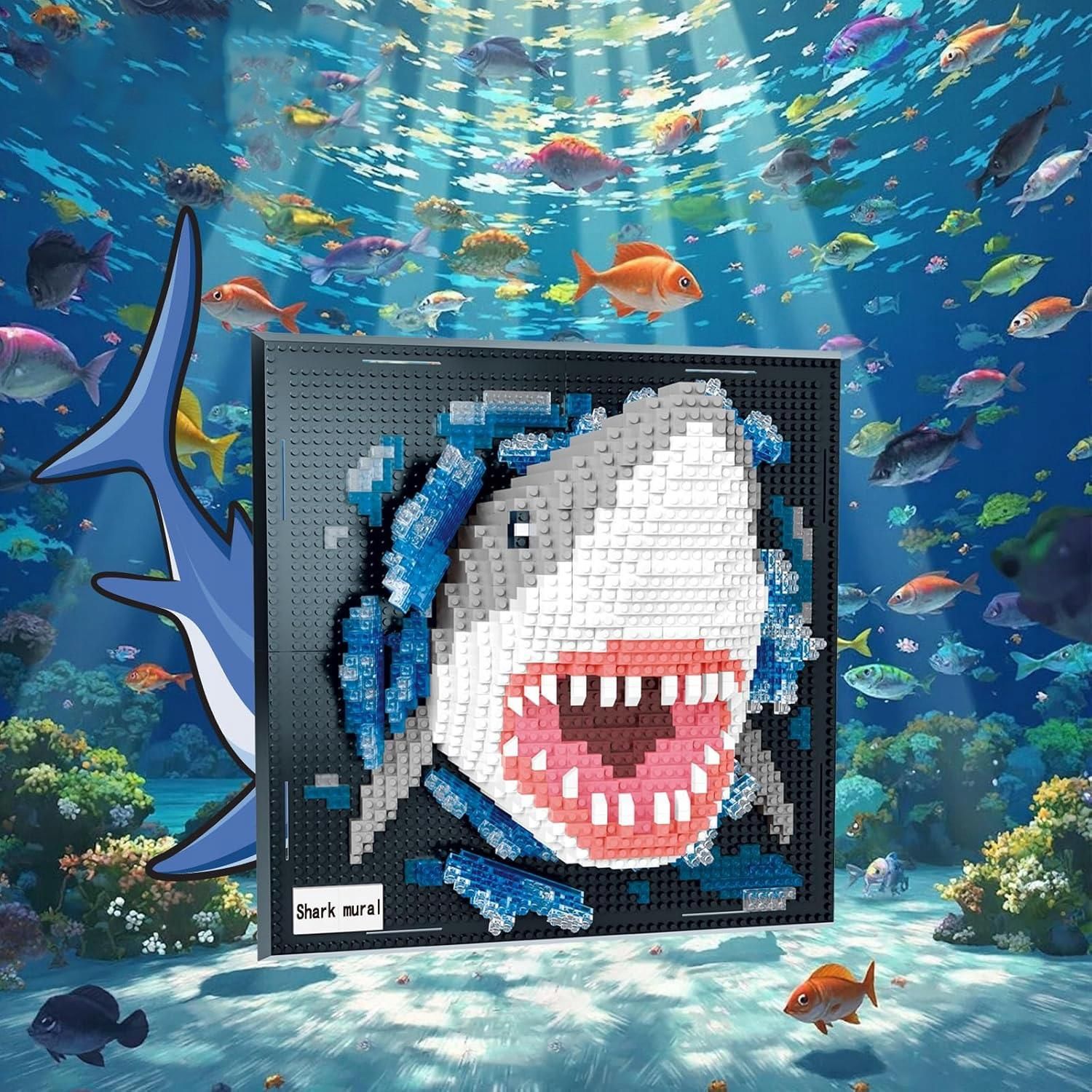 Bedee Klocki Konstrukcyjne Rekin 3D 2166 Pcs Do Złożenia Ściana Lub ...