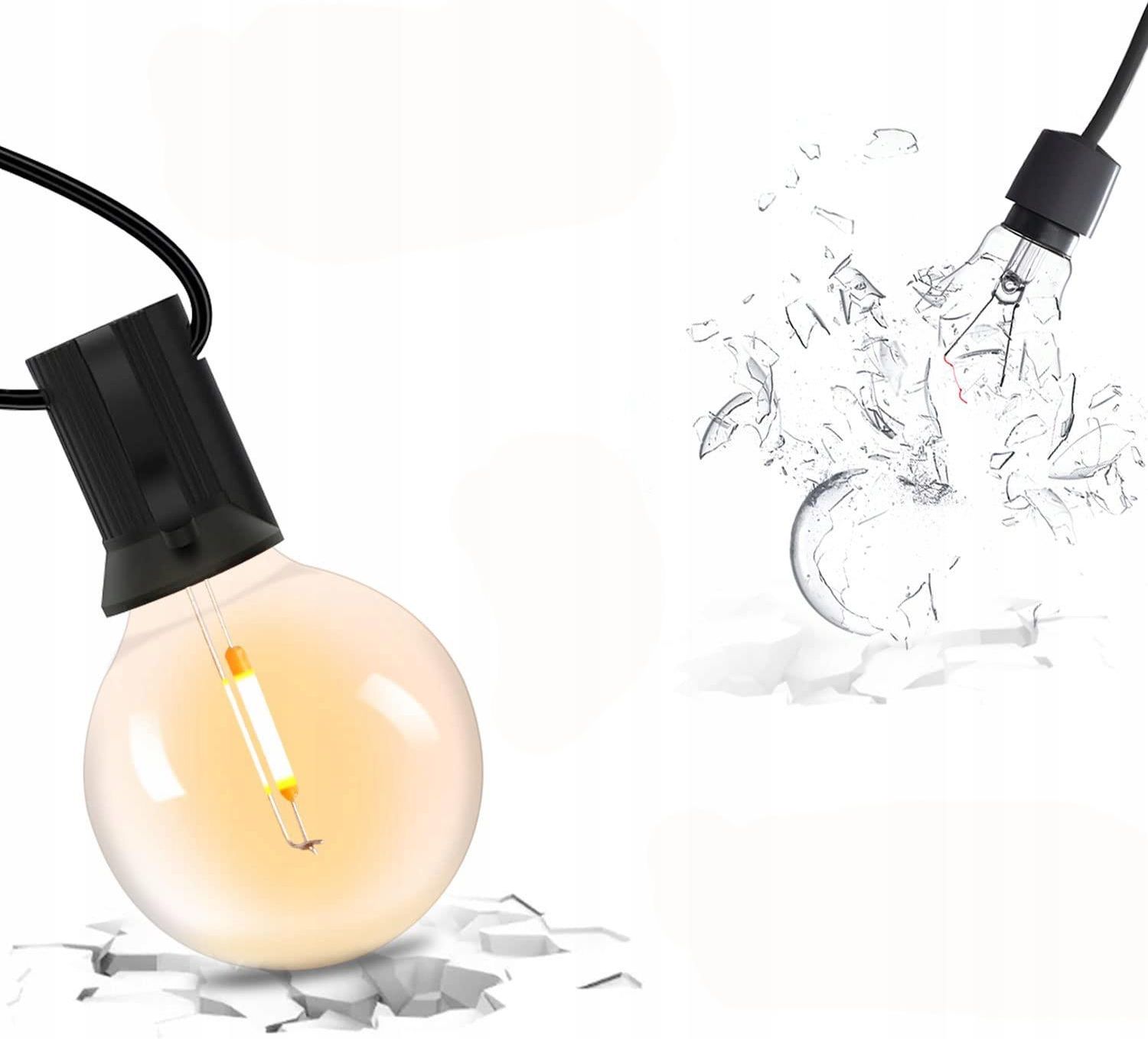 Led Girlanda Ogrodowa Łańcuch Świetlny 15M 50+2szt. Ogrodowe G40 (YDW6 ...